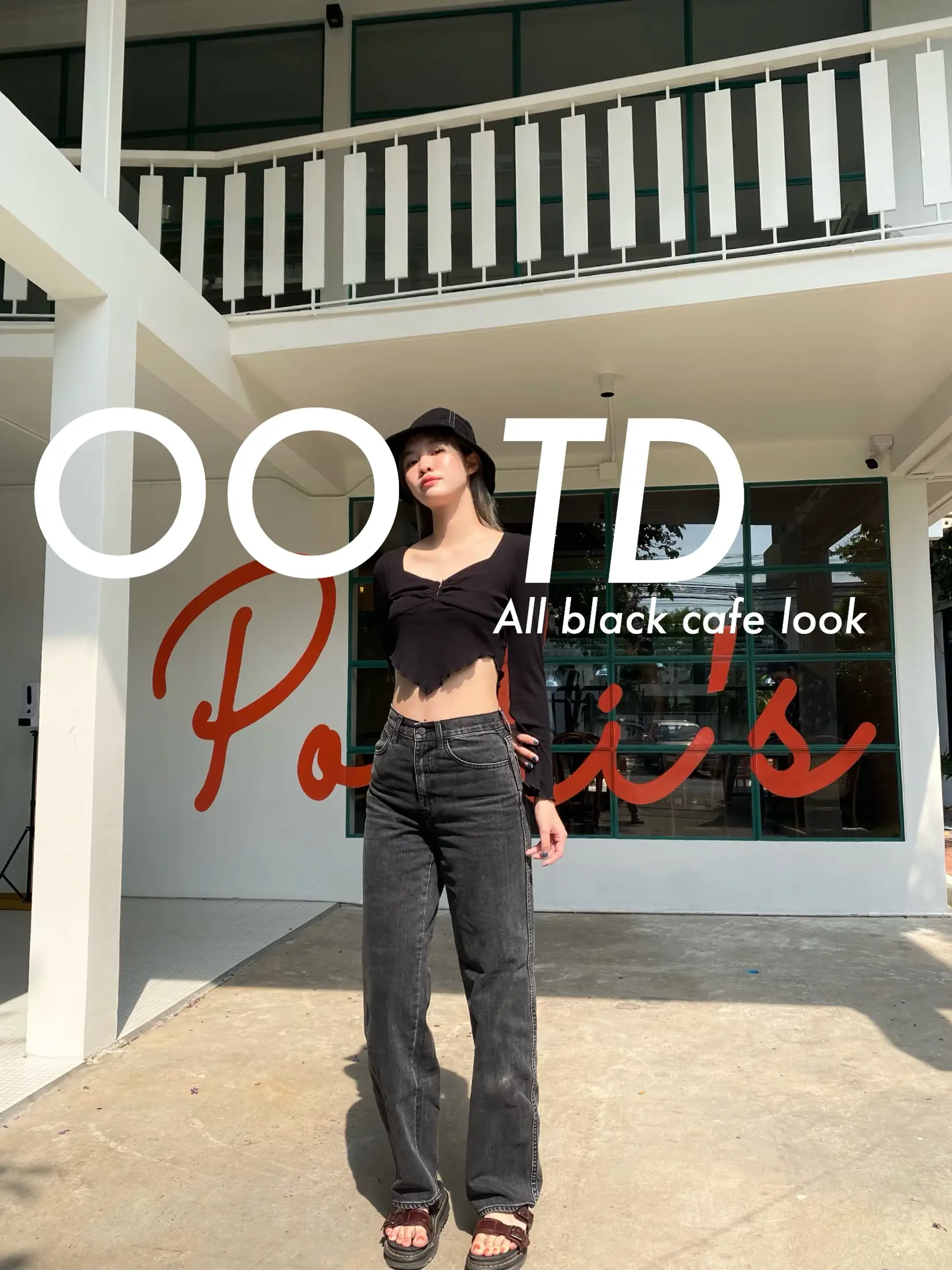 OOTD all black ไปคาเฟ่คาใจ สาววัยใสเกาหลี📸🤍 | แกลเลอรีที่โพสต์โดย Dudepop | Lemon8