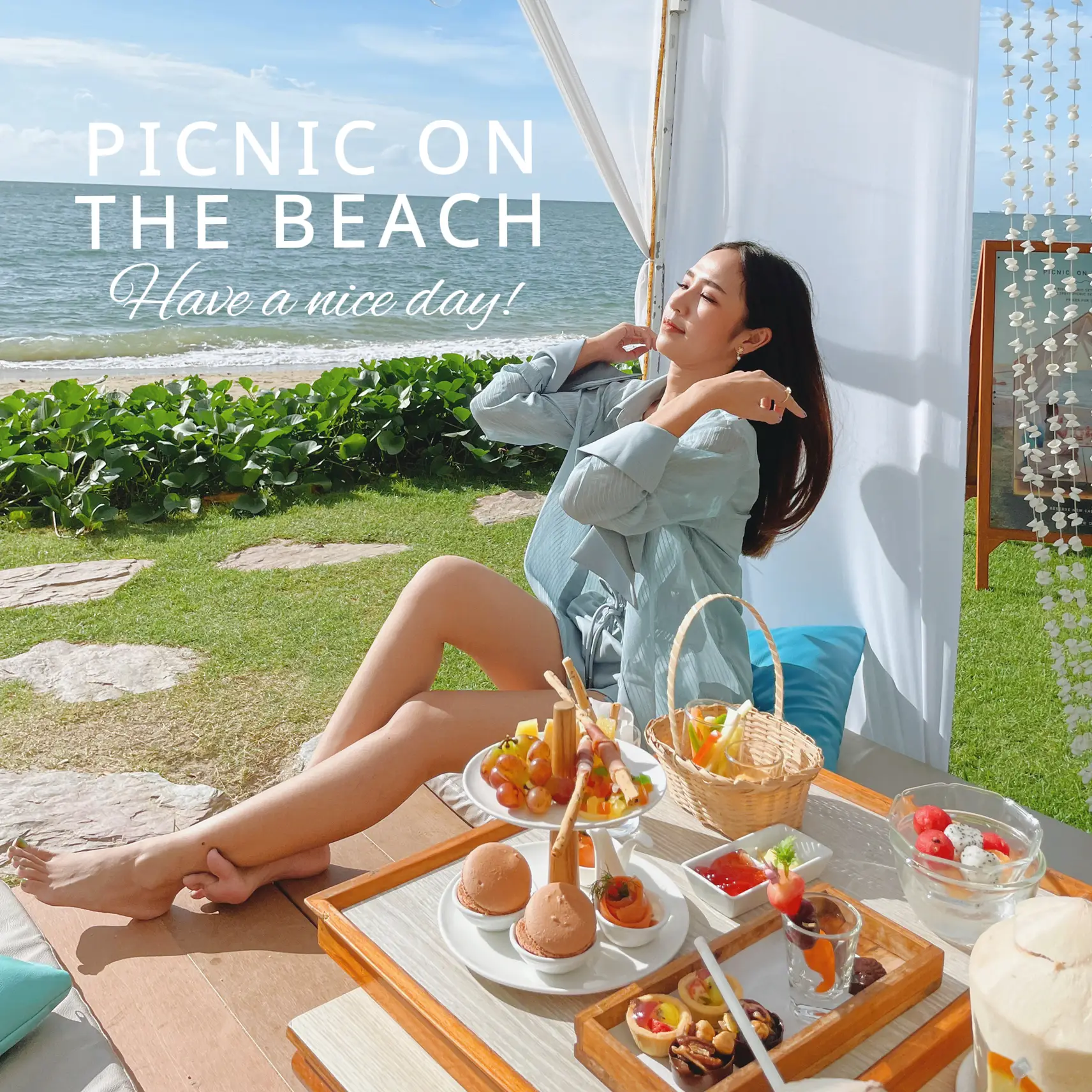 PICNIC on the beachhhh⛱🏝🌊 | แกลเลอรีที่โพสต์โดย gavegda | Lemon8
