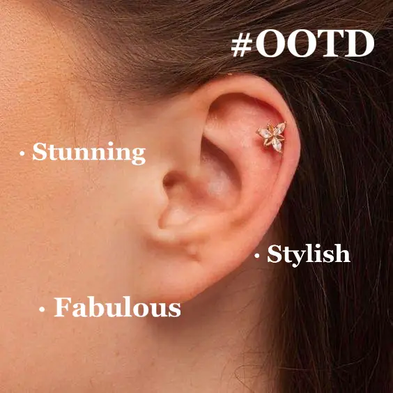 Pierced the Helix position ear with a beautiful earring selection ...