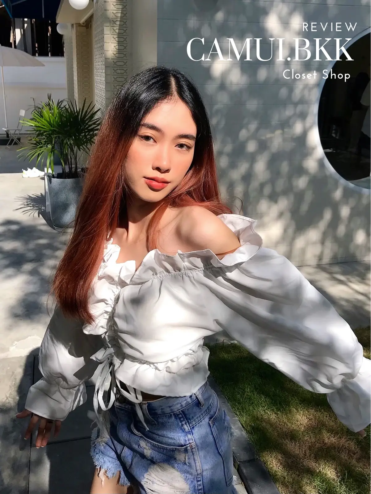 เสื้อปาดไหล่แขนยาว Camui.bkk ’ Closet Shop💌 | แกลเลอรีที่โพสต์โดย numpet | Lemon8