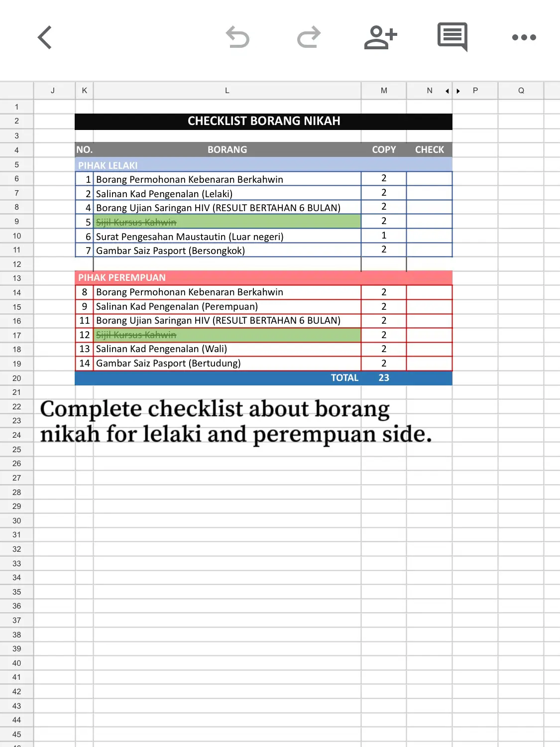 Tunang and Wedding Excel Checklist 🤍 | Galeri disiarkan oleh Lana | Lemon8