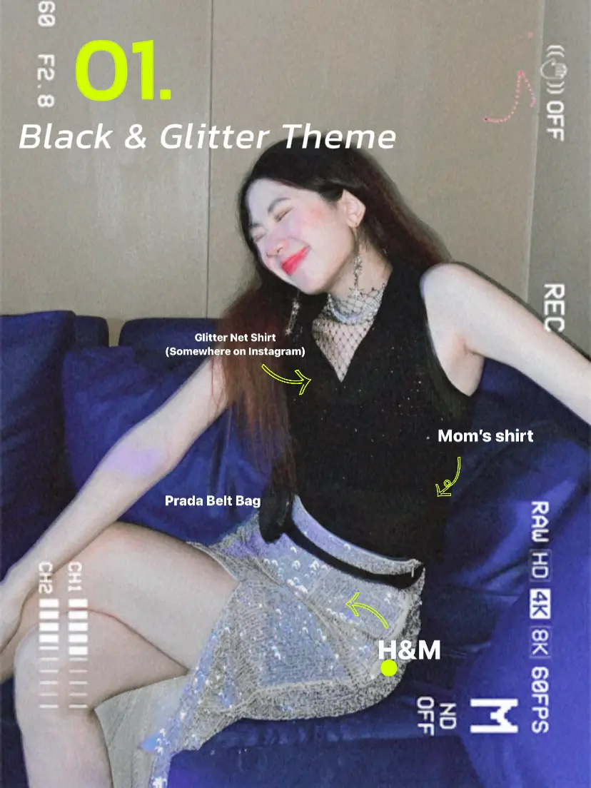 Black & Glitter ไปยังไงดีตีมนี้ | แกลเลอรีที่โพสต์โดย babe ♡ | Lemon8