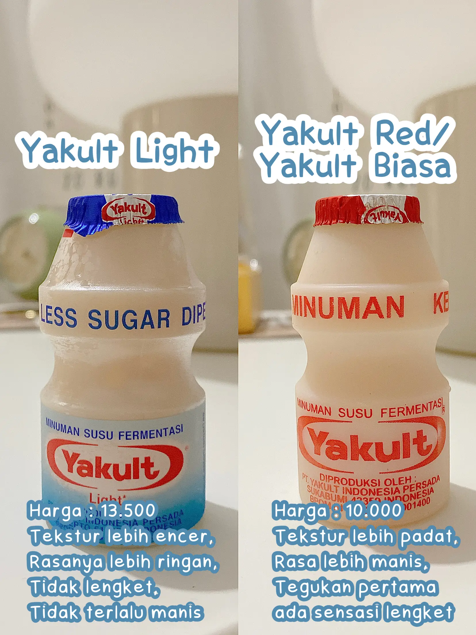 Yakult Biru vs Yakult Merah, mana lebih sehat?!🧐🤔 | Galeri diposting oleh mypastels_ | Lemon8