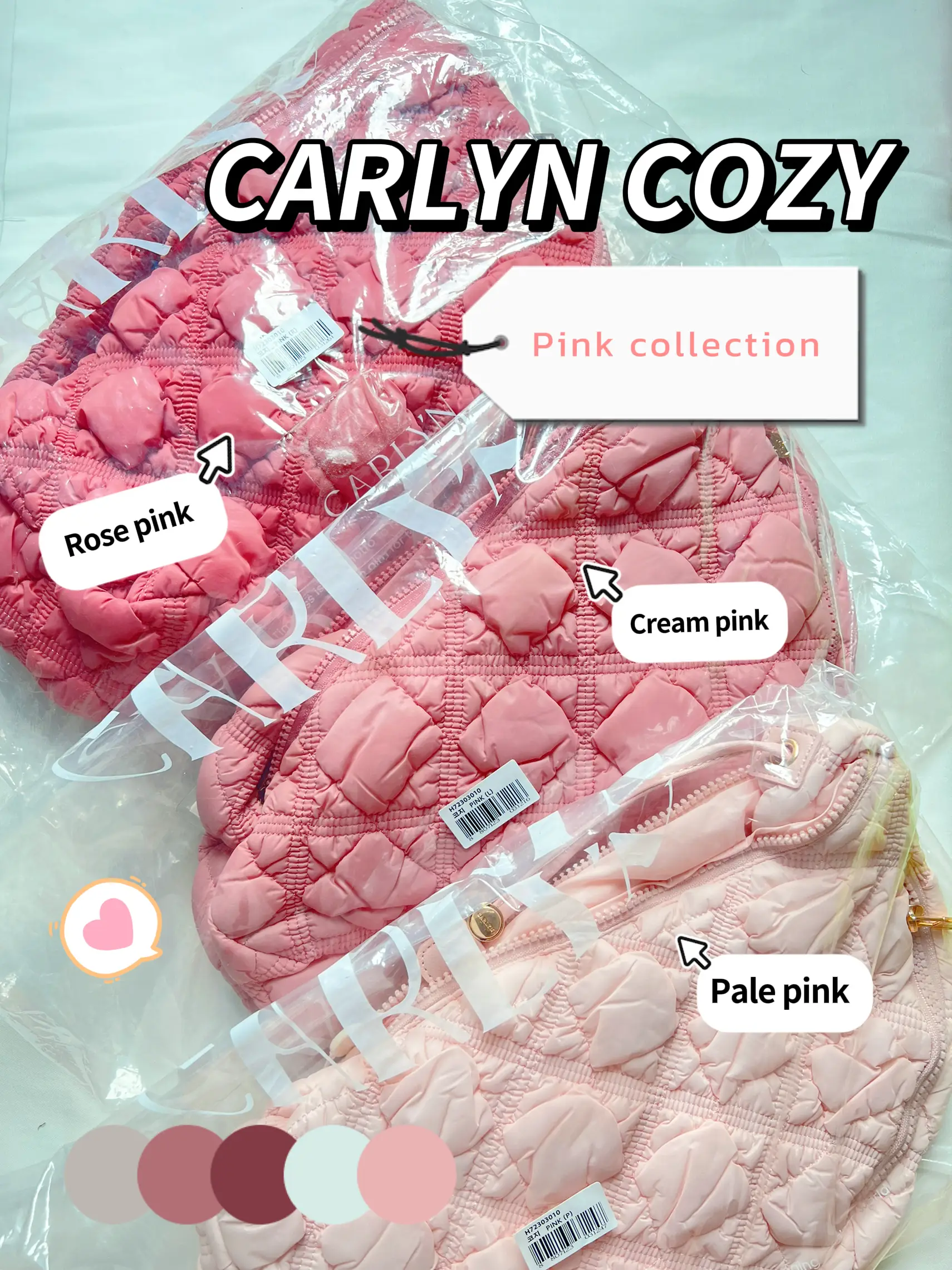 เทียบสีชัดๆ 3 สีโทนชมพู กับ Carlyn Cozy Bag 💗 | แกลเลอรีที่โพสต์โดย PhorPhueng x | Lemon8
