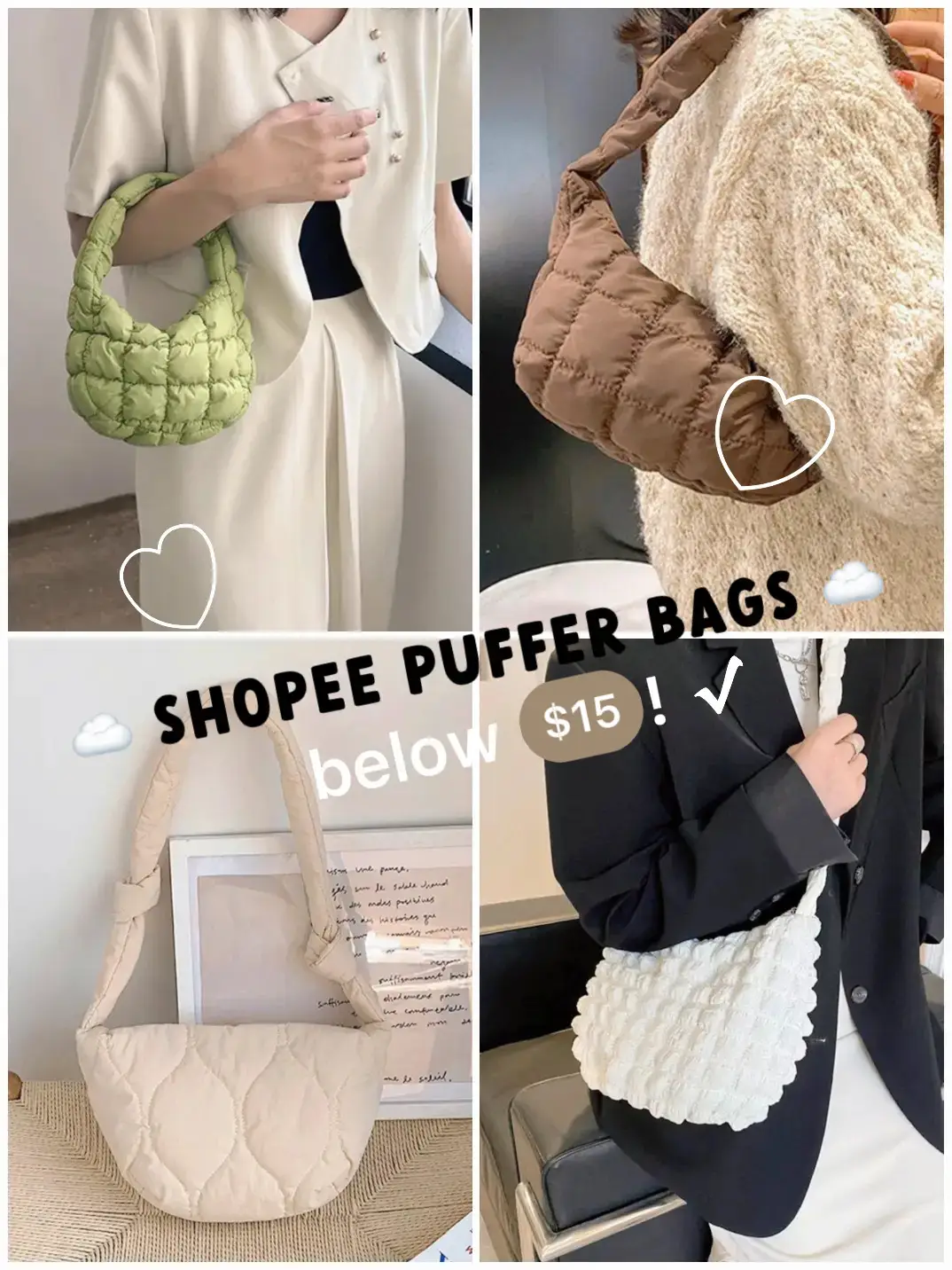 Shopee puffer bags below $15 👜☁️ | Gallery posted by S | Lemon8