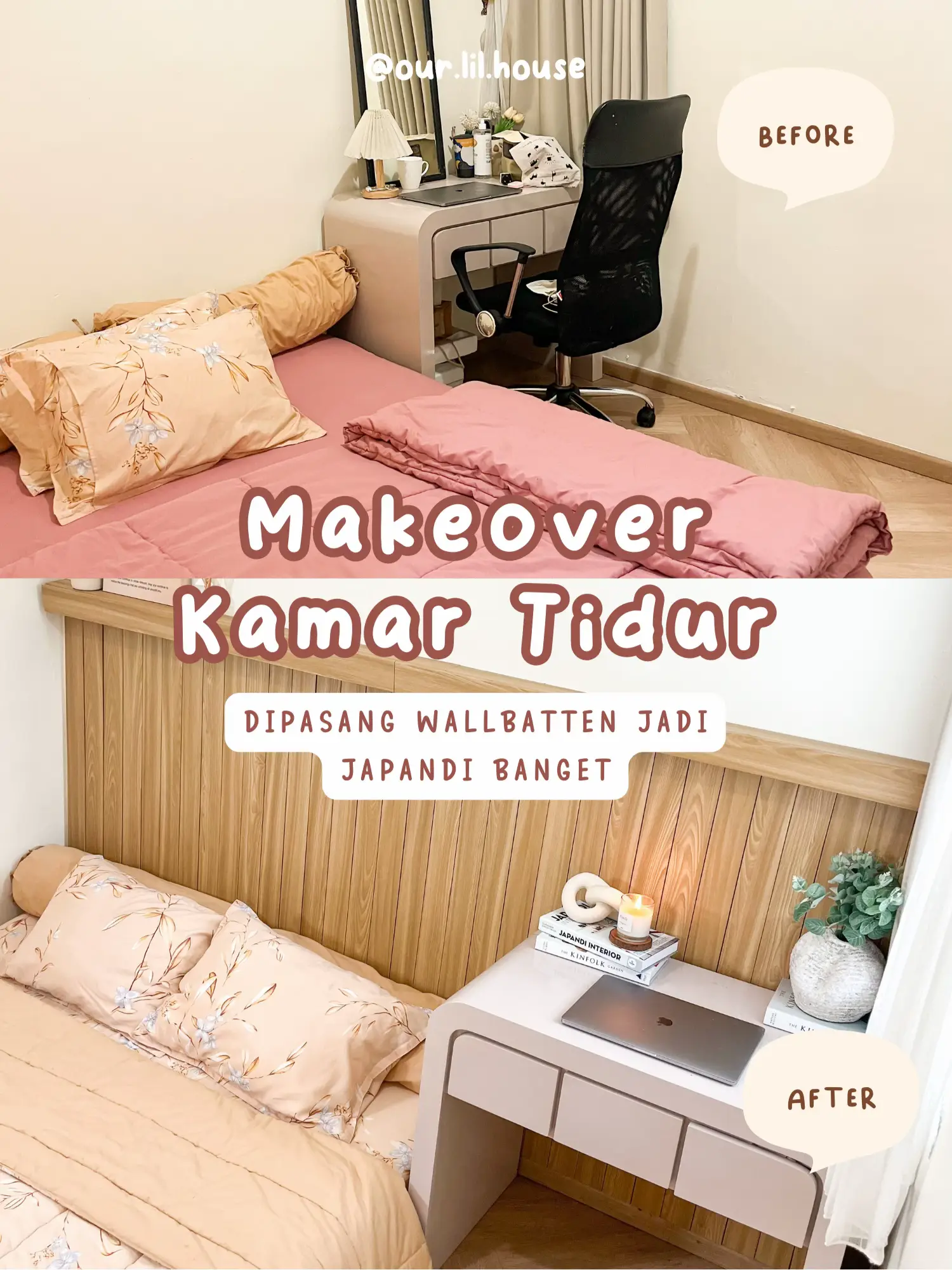 MAKEOVER KAMAR TIDUR PAKAI WALL BATTEN 🥰⚒️ | Video dipublikasikan oleh ...