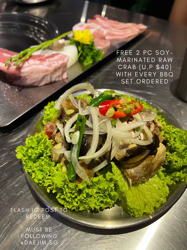 FREE raw-marinated crab⁉️Overrated KBBQ @daejim.sg🤐 | Gallery posted by ...