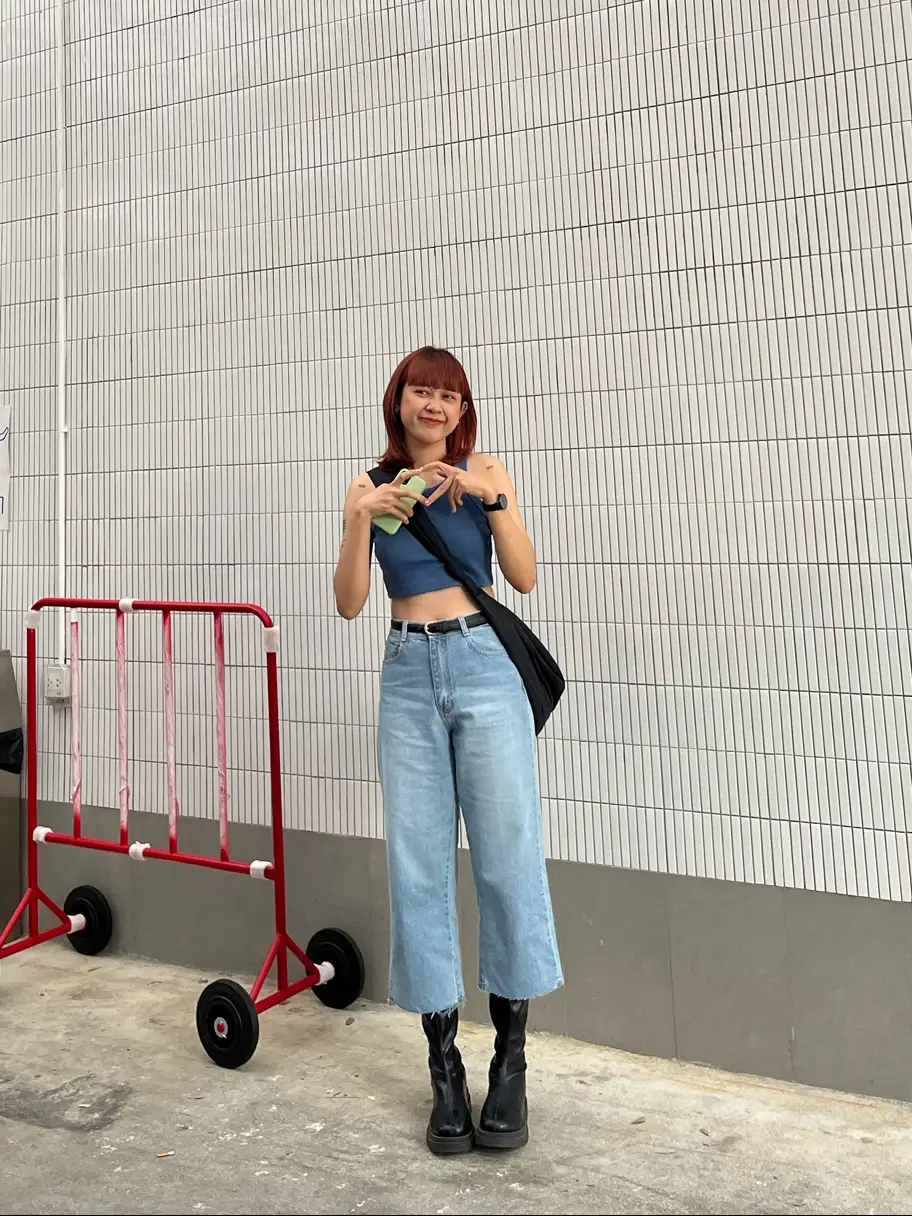OOTD : แมทช์กางเกงขาเต่อยังไงให้ปัง💙 | แกลเลอรีที่โพสต์โดย JANE | Lemon8