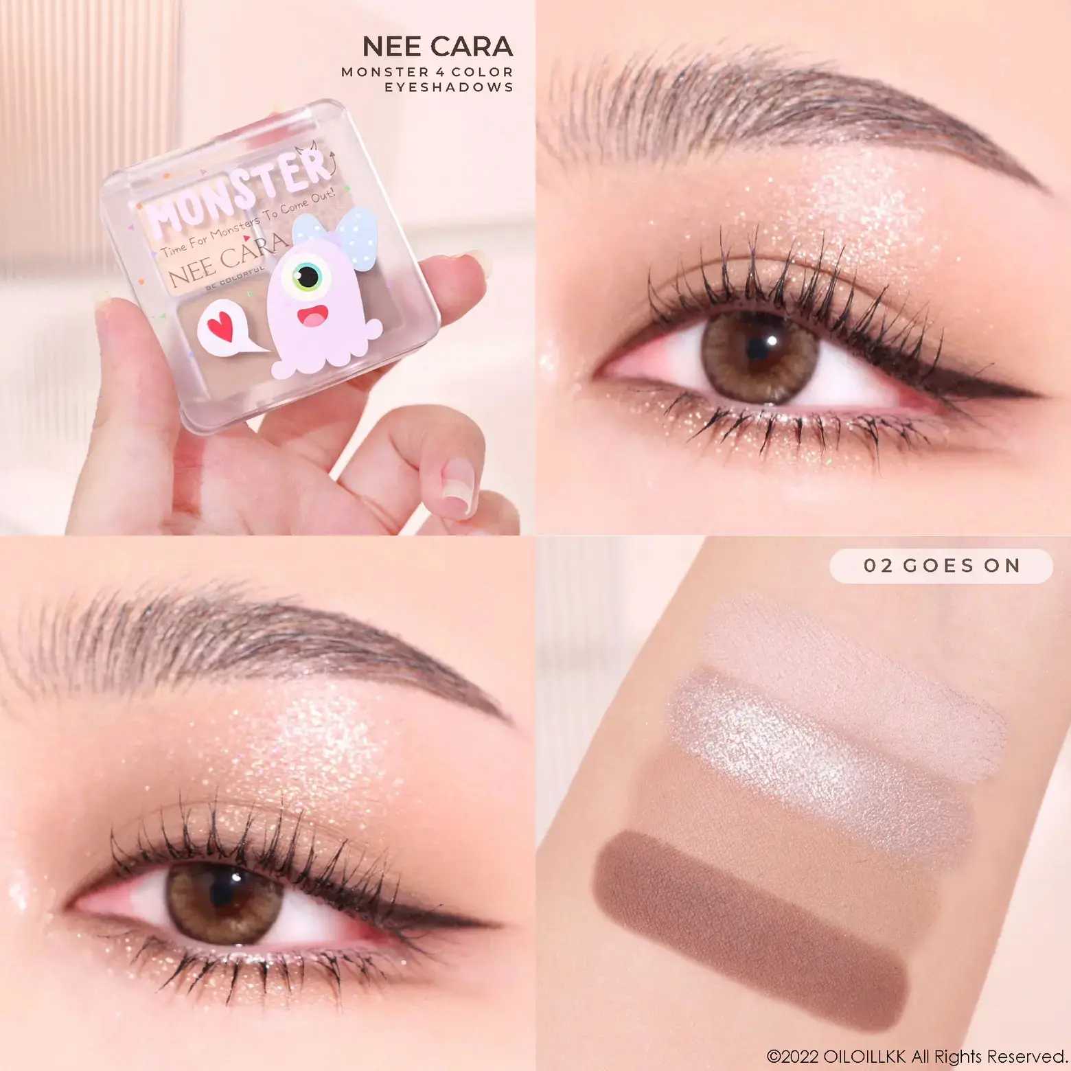 รีวิวอายแชโดว์สุดคิ้วท์ถูกแต่ดี Nee cara Monster 4 Color Eye | แกลเลอรี ...
