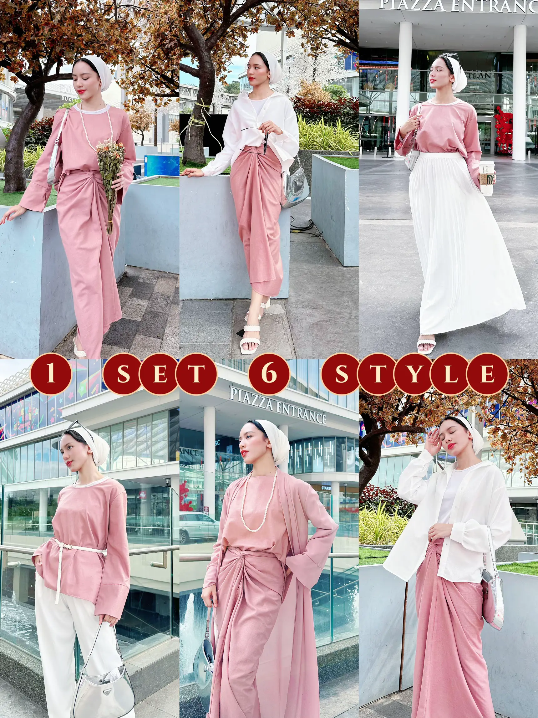 1 set wear with 6 style 😍 Which style do u prefer? | Galeri disiarkan oleh Mun | Lemon8