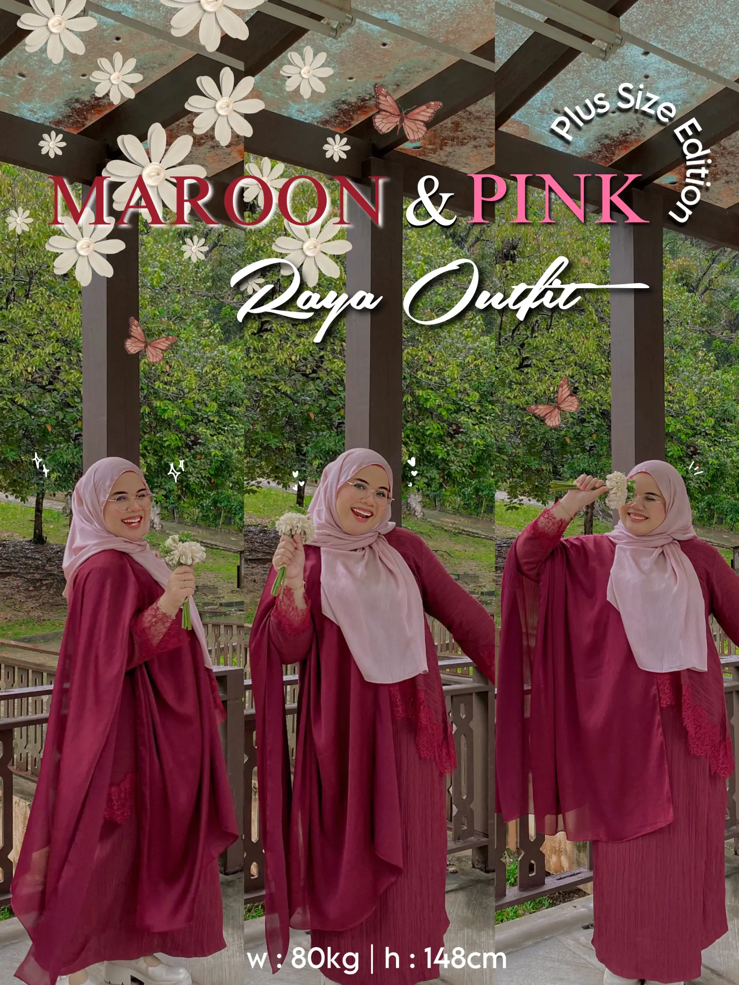 ️Maroon & Pink Outfit Raya 2023 Plus Size Edition ️ | วิดีโอที่เผยแพร่โดย Shahira Mansor | Lemon8