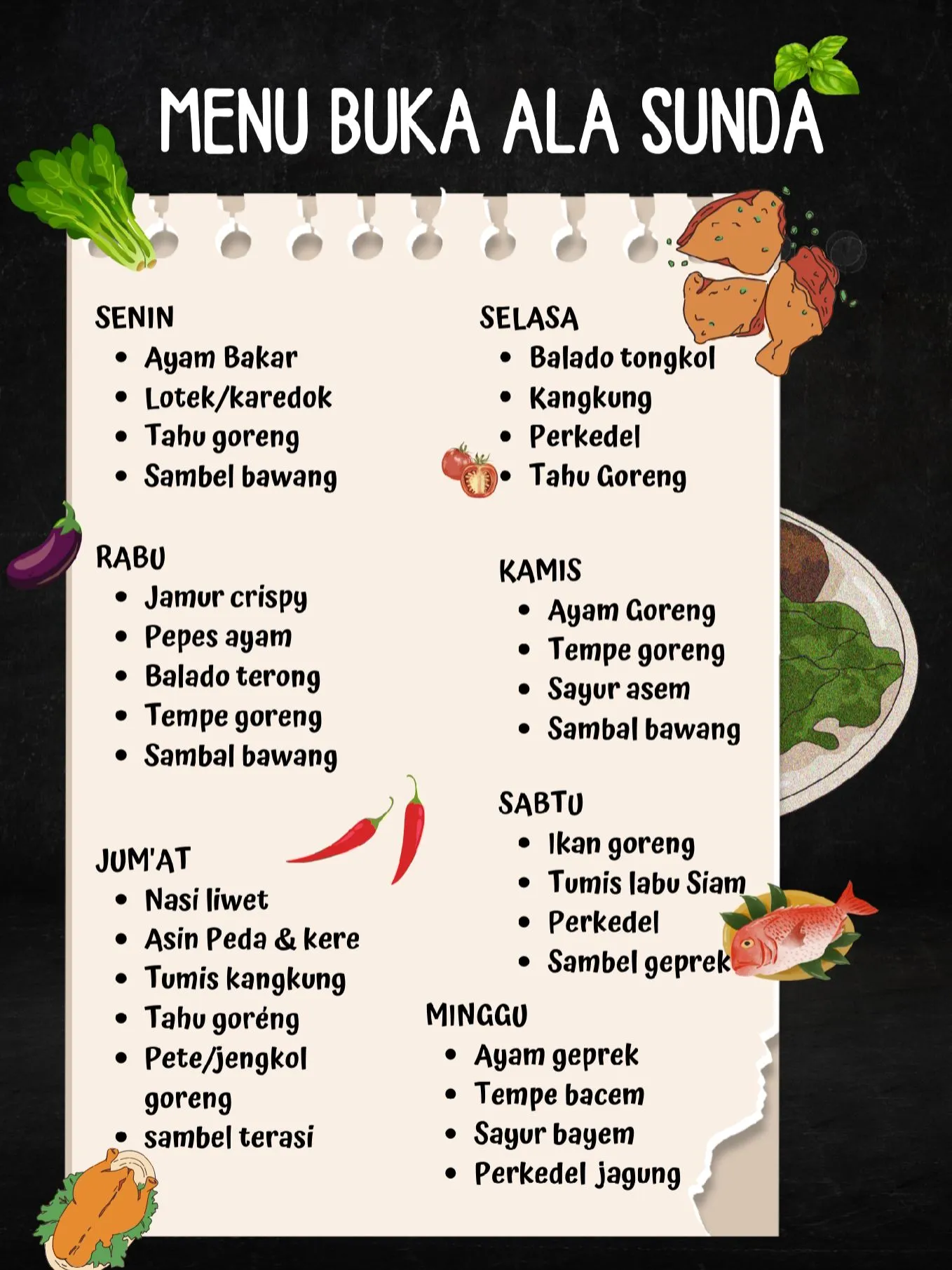 Menu Buka Minggu Ke-2 Ala-Ala Sunda | Galeri diposting oleh Mamaif | Lemon8