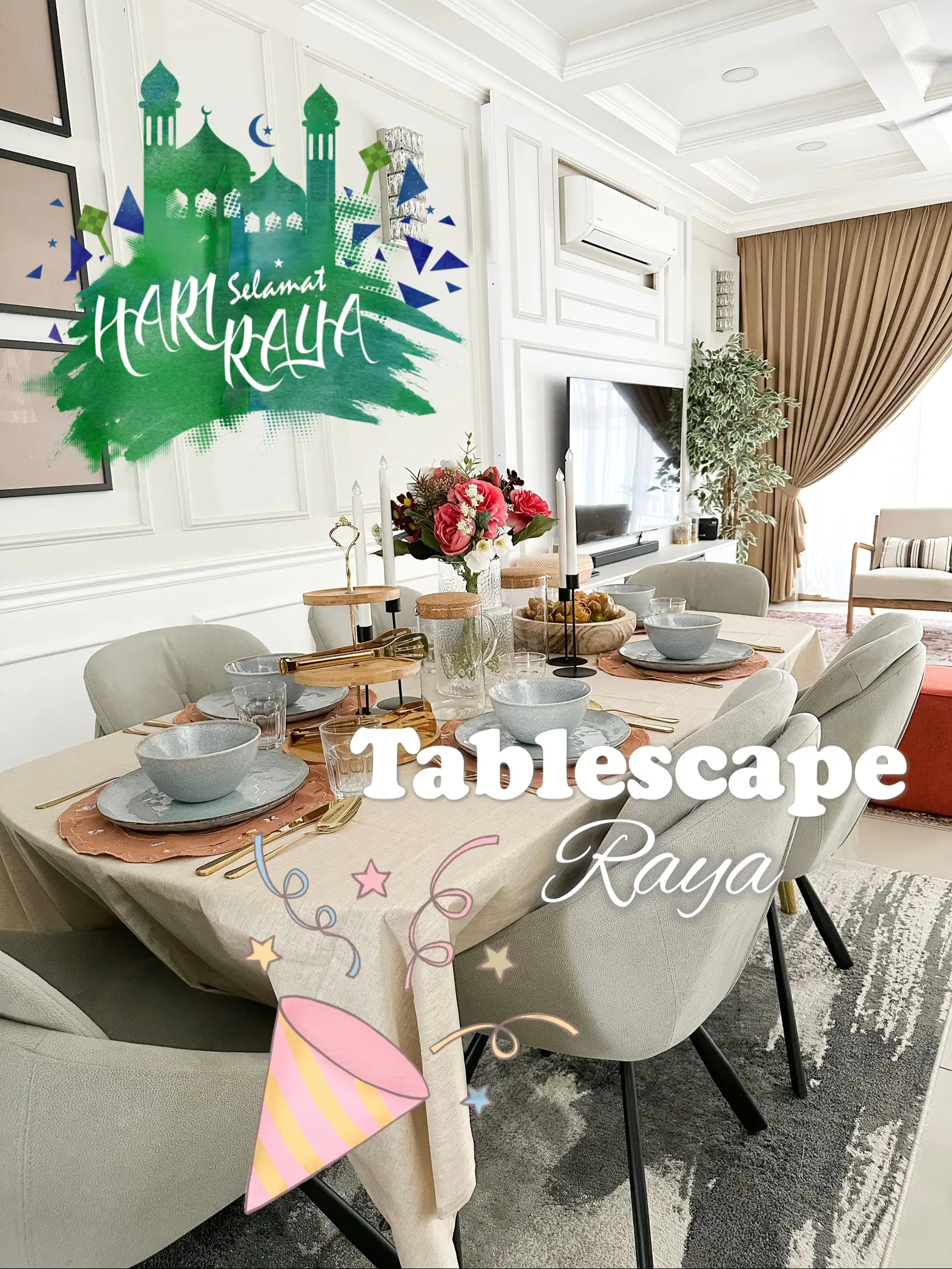 Tablescape raya. Simple & elegant! | วิดีโอที่เผยแพร่โดย Azie 🍋 | Lemon8