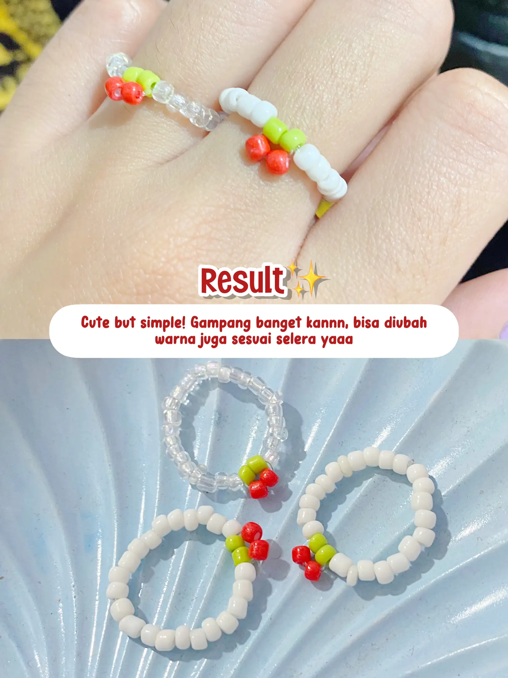 Cara Bikin Cincin Cherry Dari Manik Manik🍒 | Galeri diposting oleh Nabila Lala | Lemon8
