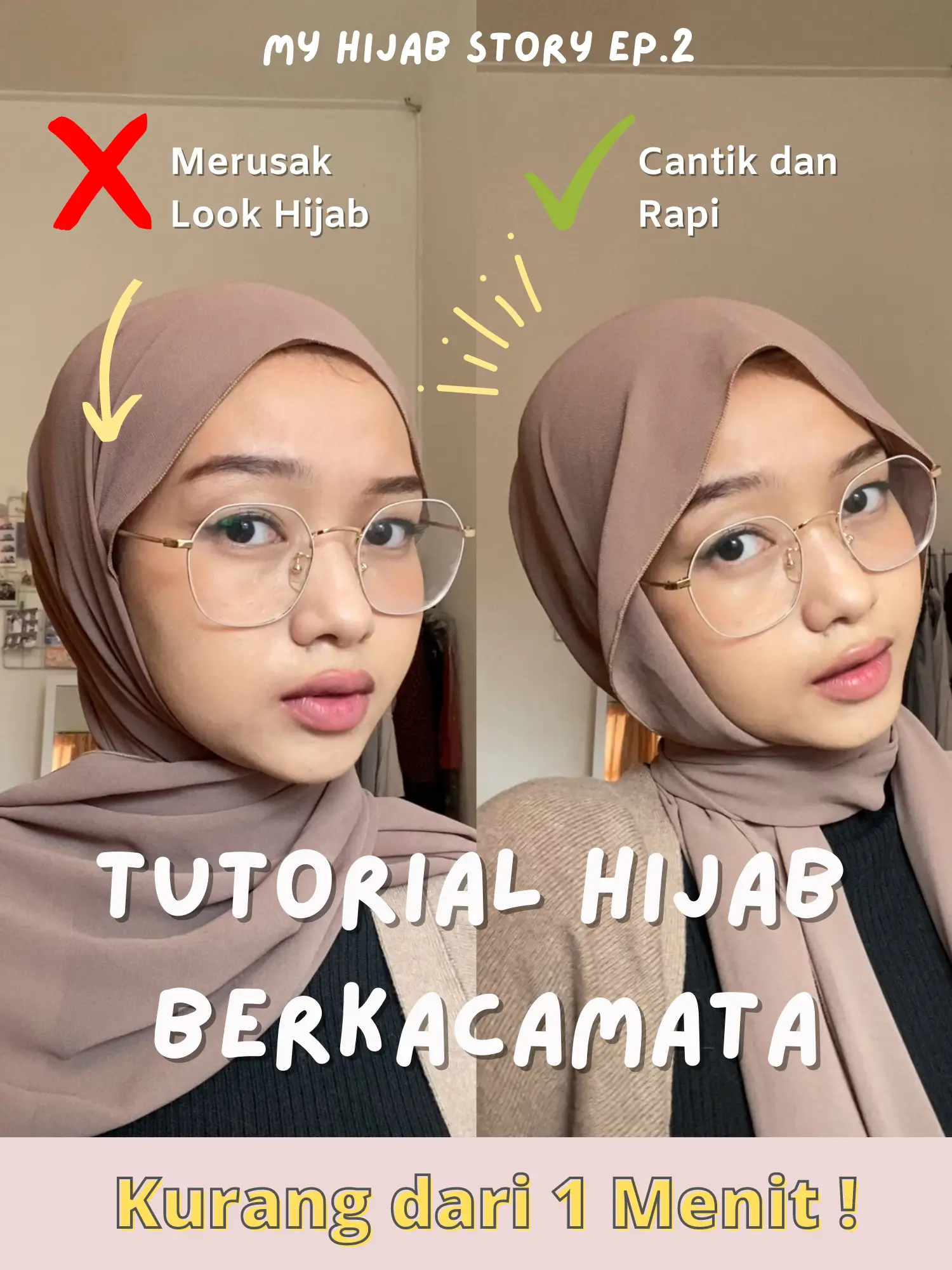 Daily Hijab Tutorial Kacamata, NO RIBET👓 | Video dipublikasikan oleh mntarii | Lemon8