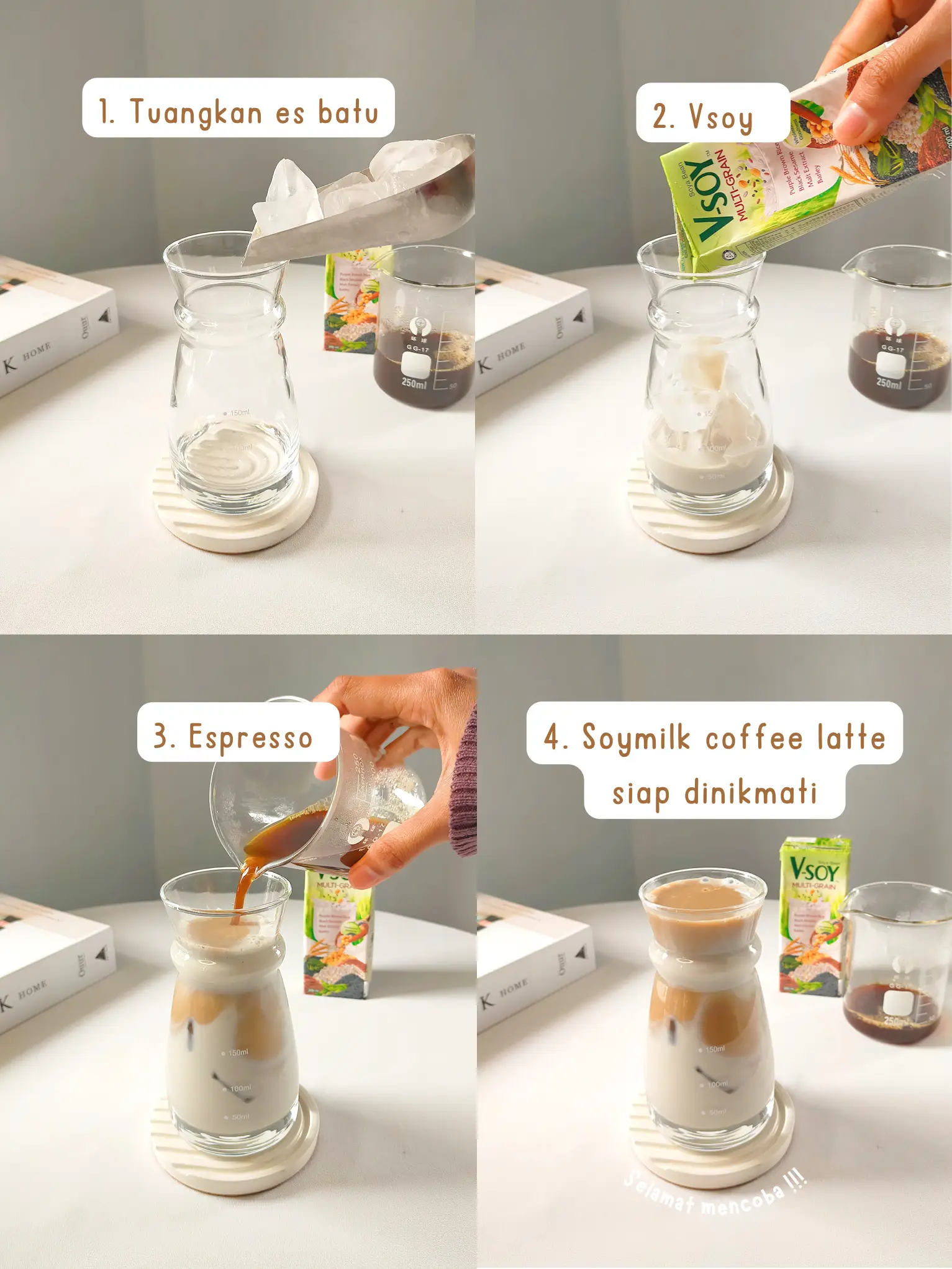 Cuma 2 bahan "soy milk coffee latte"🤎🤍 | Galeri diposting oleh haniyalassundus | Lemon8