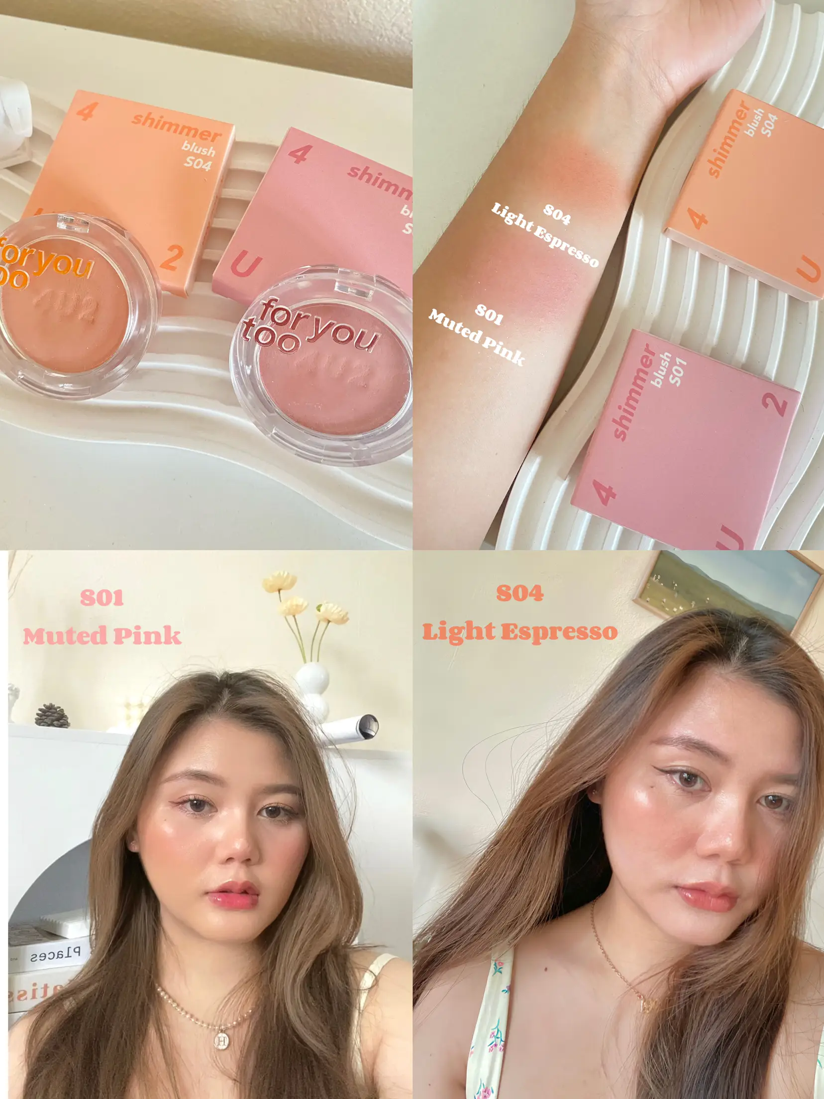 รีวิวเครื่องสำอาง💄 EP.2 4U2 For you too shimmer blush | แกลเลอรีที่ ...