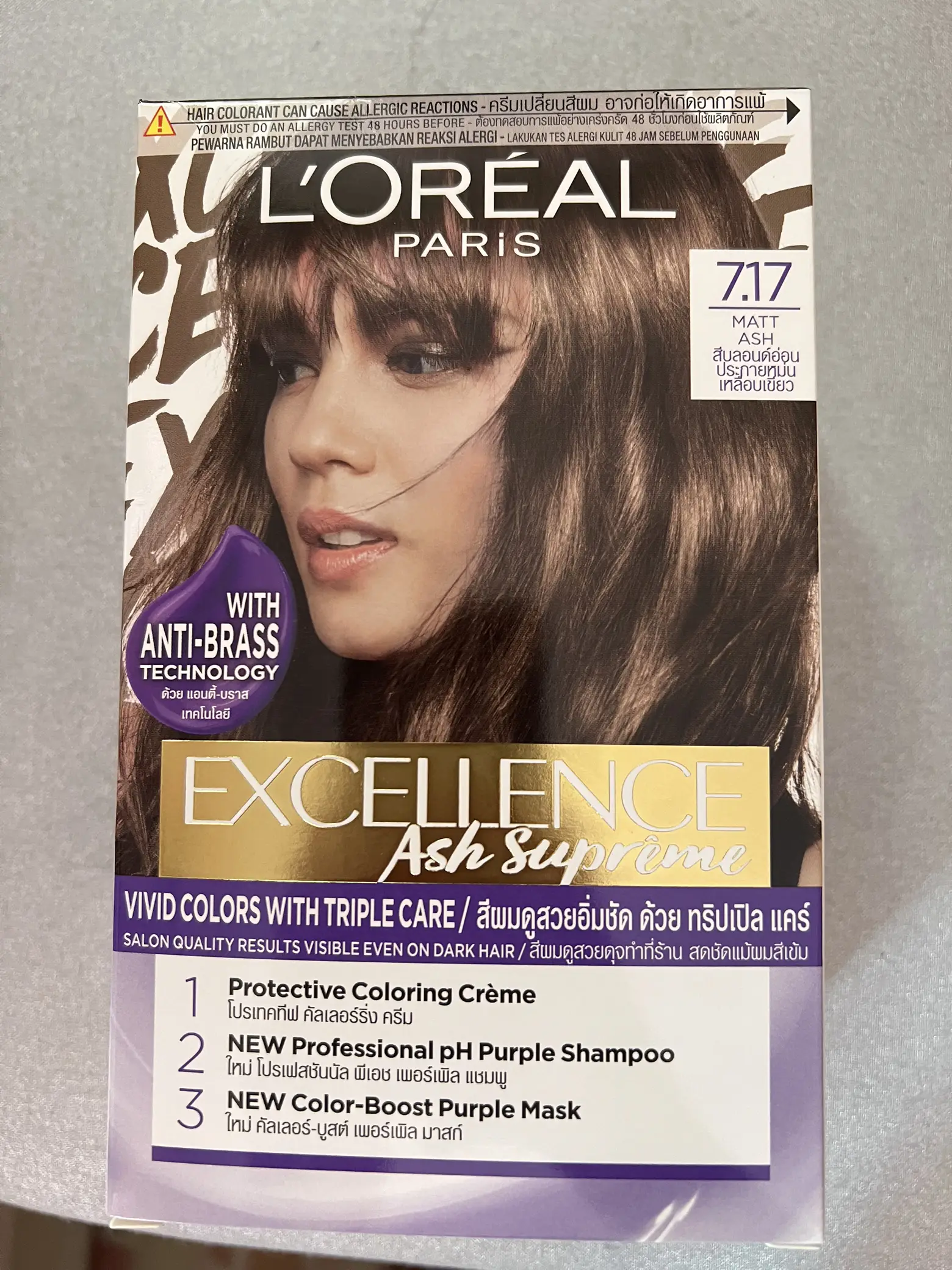 💇🏻‍♀️รีวิวทำสีผมด้วยตัวเอง😆งบ299บาท💵💵💵 L’Oréal 7.17สีMatt ash | แกลเลอ ...
