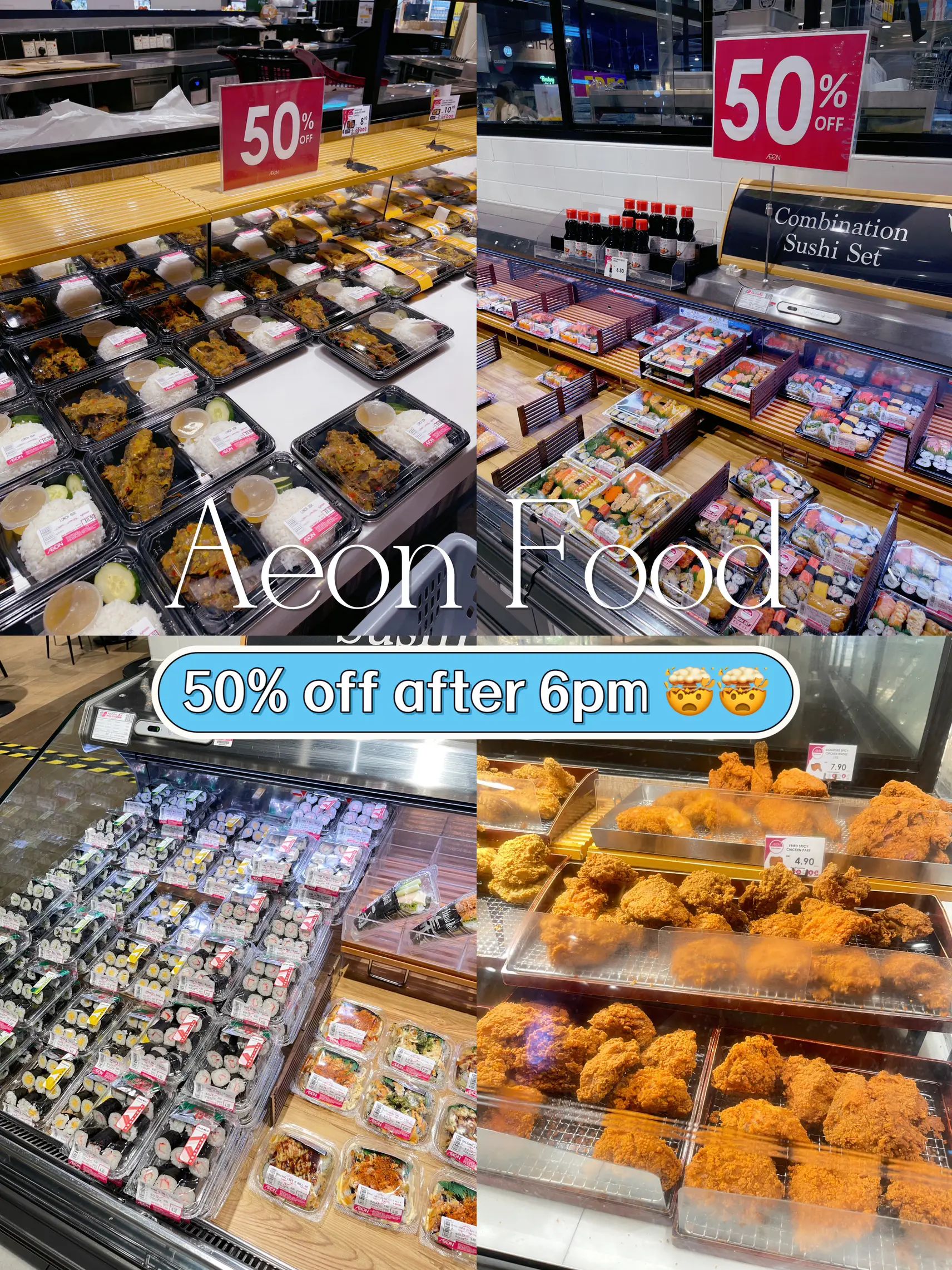 🤯 50% off after 6pm at Aeon food section | Galeri disiarkan oleh Elyse | Lemon8