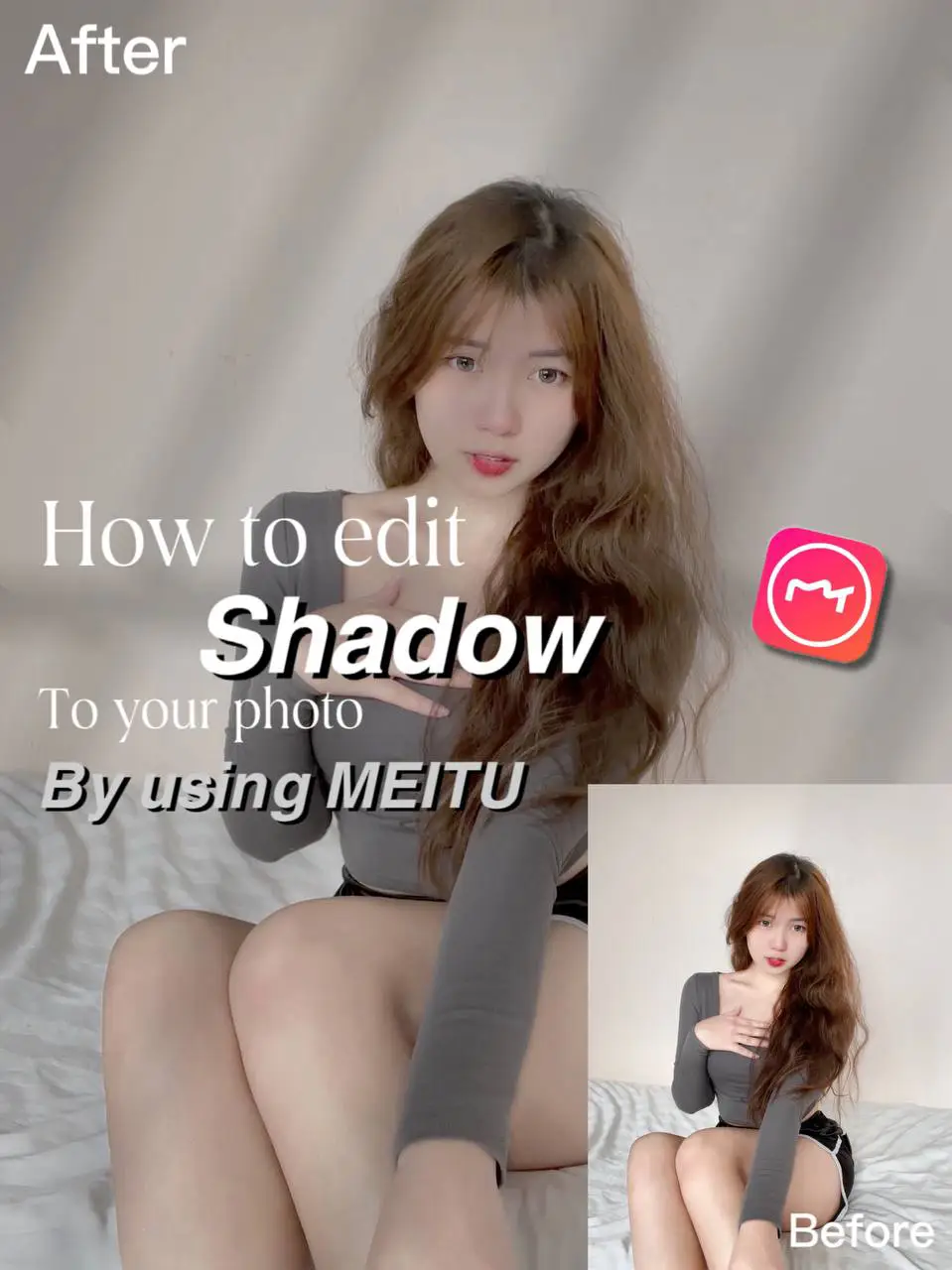 How to edit shadow to your photo by using MEITU 📸 | Galeri disiarkan oleh Eunivoonnn🐣 | Lemon8