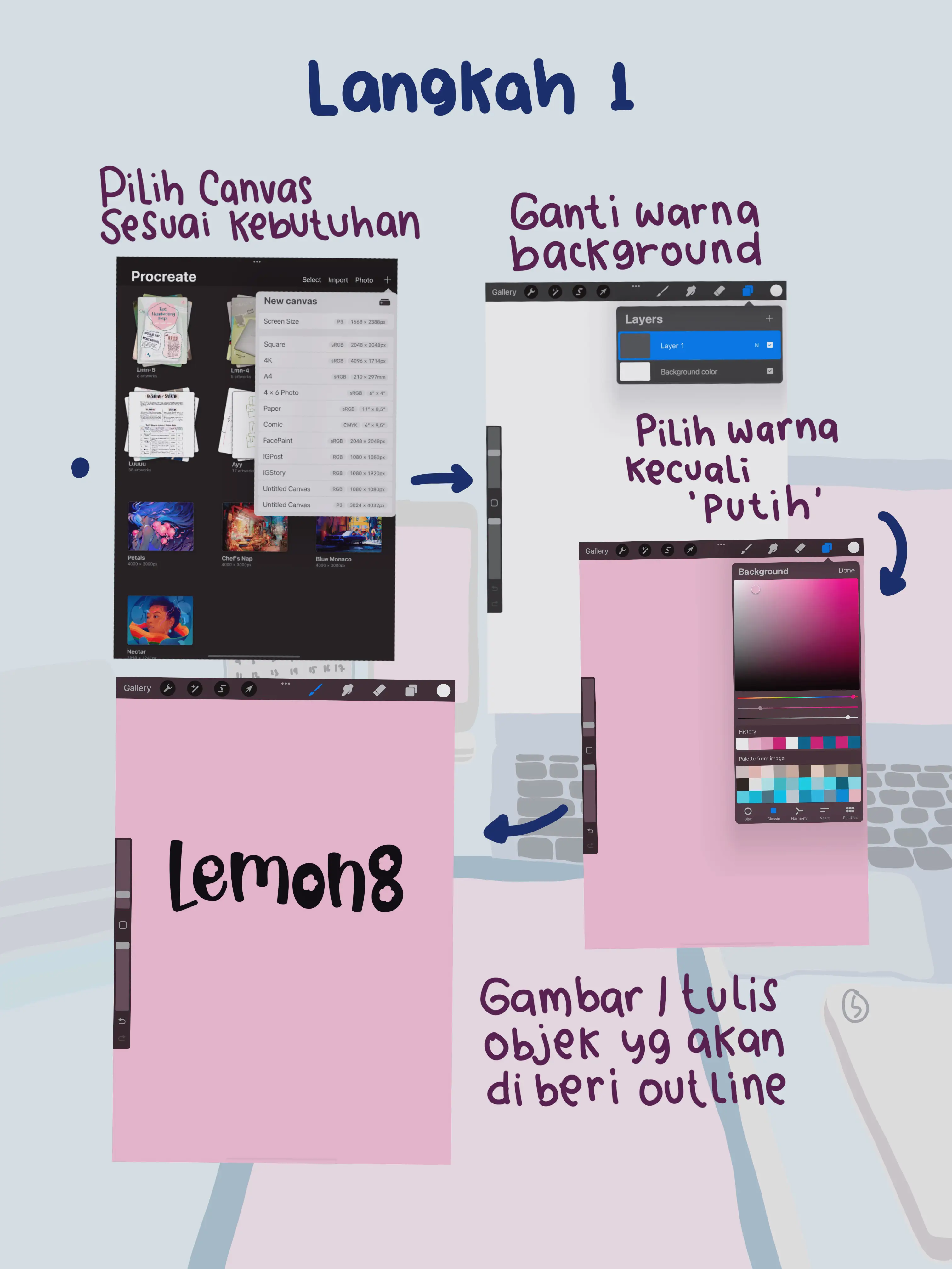 Tips bikin outline ala stiker pake procreate | Galeri diposting oleh Ota_diginote | Lemon8