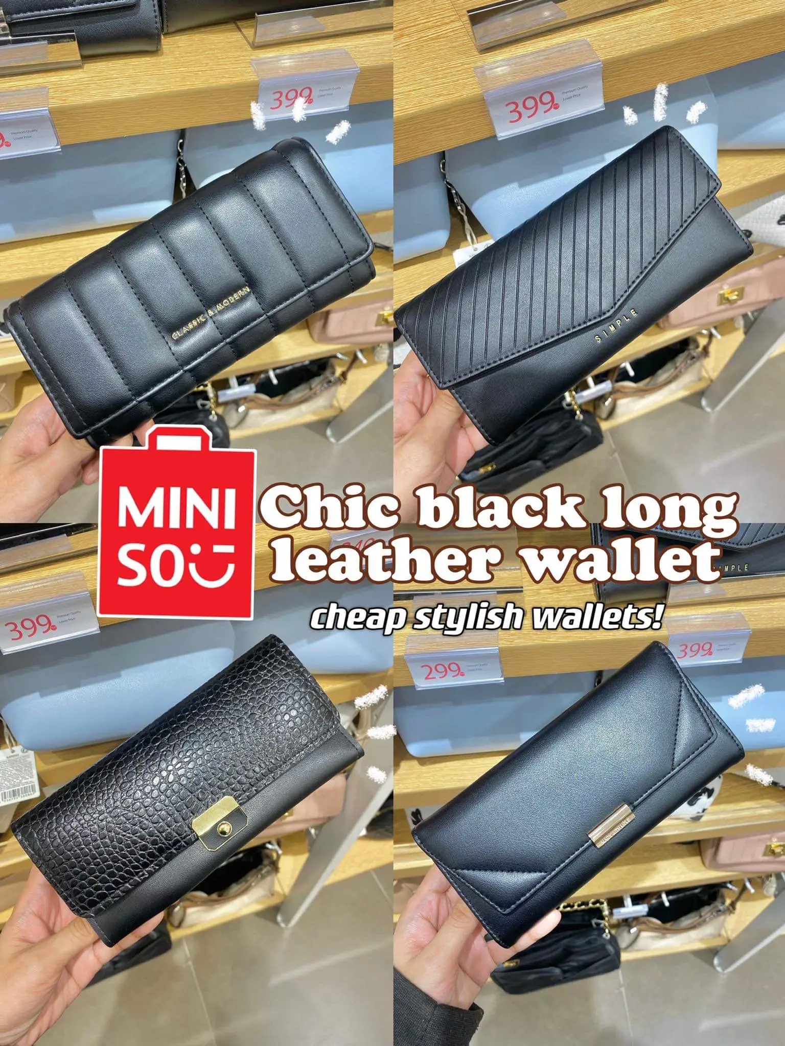 Miniso Chic Black long leather wallet | แกลเลอรีที่โพสต์โดย Clarizza ...
