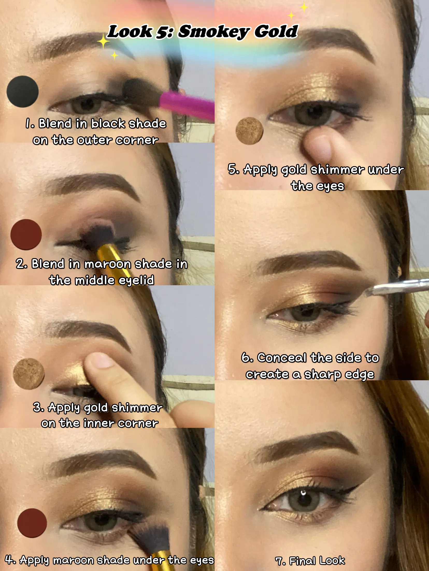 Gold Shimmer Eye Makeup Tutorial | Saubhaya Makeup