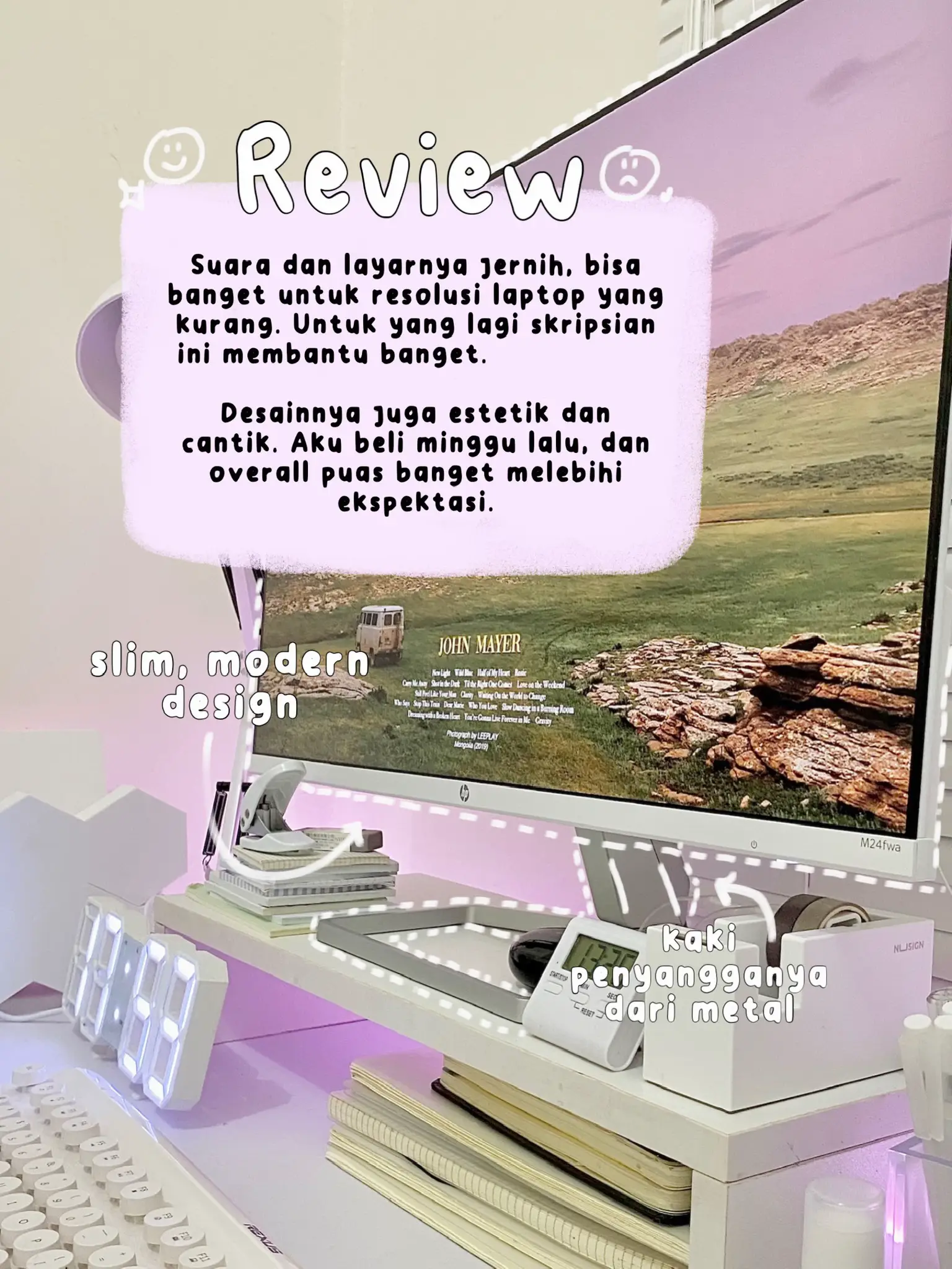 Monitor putih aesthetic buat study space kamu | Galeri diposting oleh kamilah | Lemon8