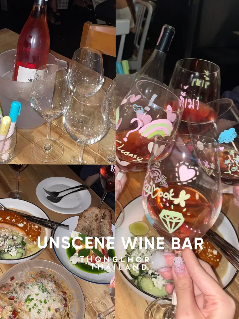 UNSCENE WINE BAR ที่มีกิมมิคให้เราเพ้นท์แก้วไวน์ด้วยตัวเอง 🎨🍷 | แกลเลอ ...