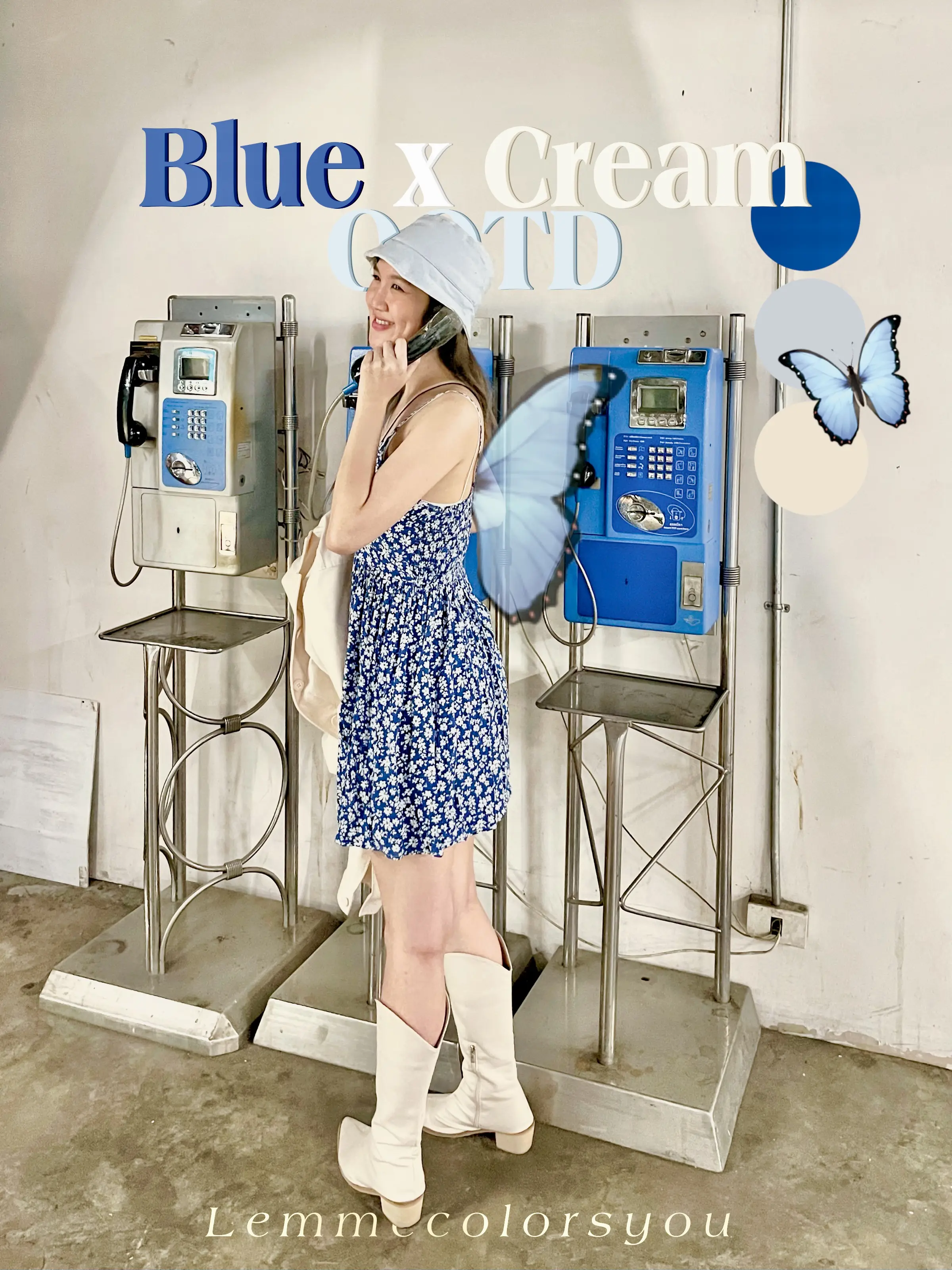 Ootd ; Blue&Cream 🦋🥛➿ | แกลเลอรีที่โพสต์โดย อันมากสี🌈 | Lemon8