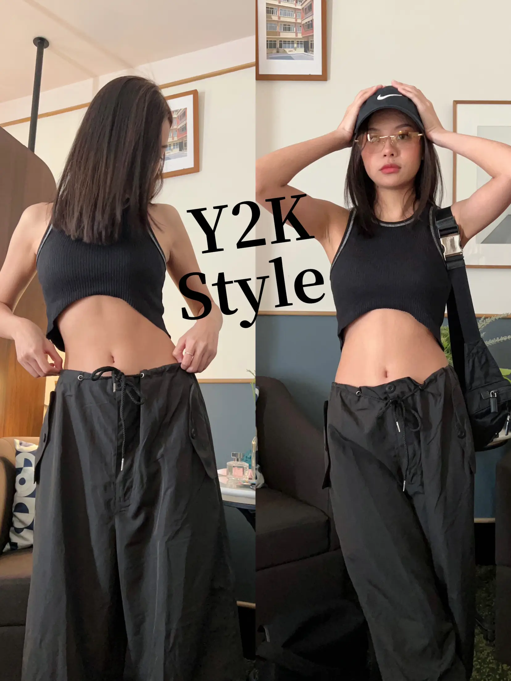 All black outfit สไตล์ Y2K | แกลเลอรีที่โพสต์โดย Yves | Lemon8