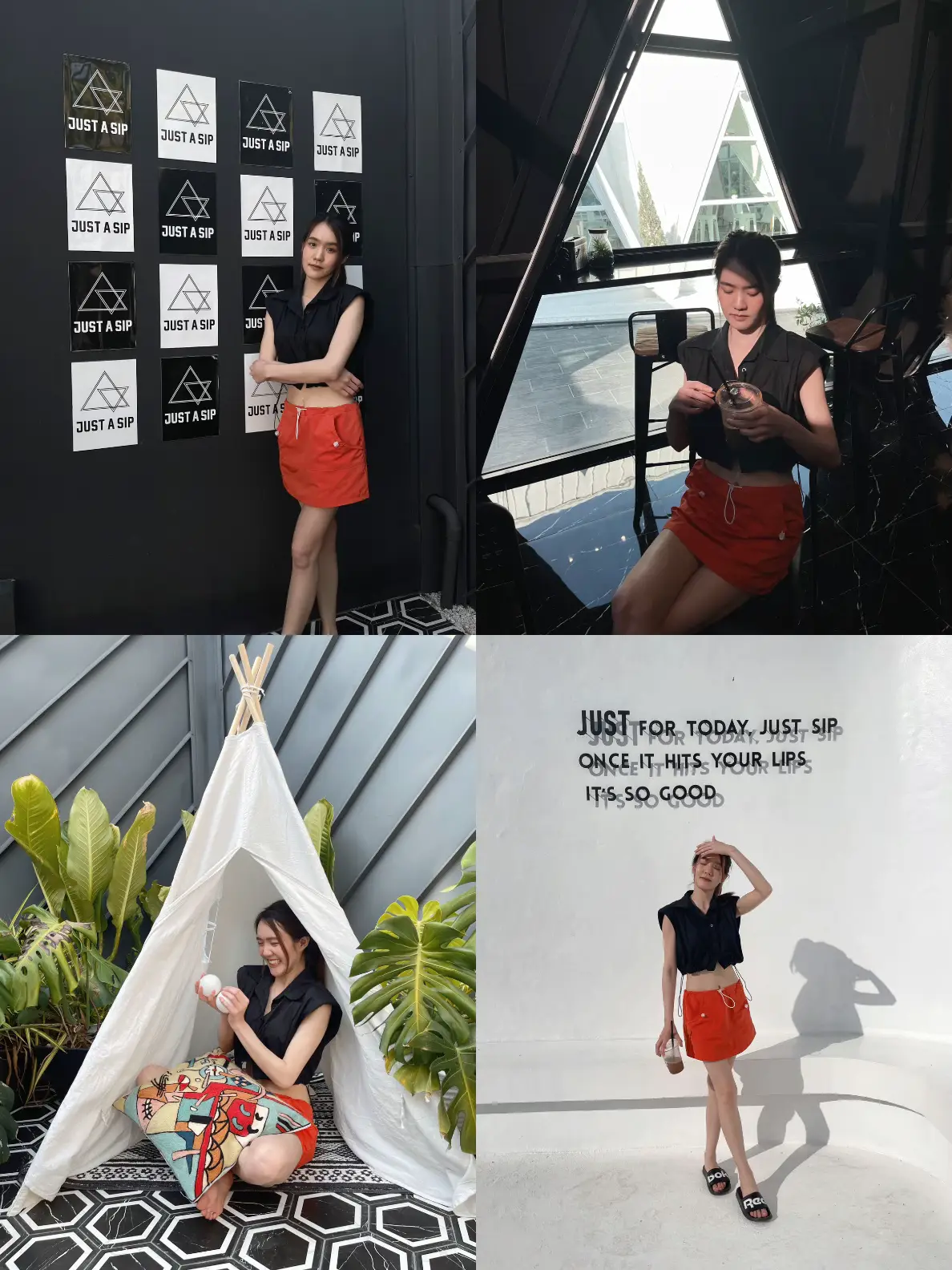 JUST A SIP คาเฟ่ใหม่โทนขาว-ดำ 🤍🖤 มุมถ่ายรูปเยอะมาก | แกลเลอรีที่โพสต์ ...