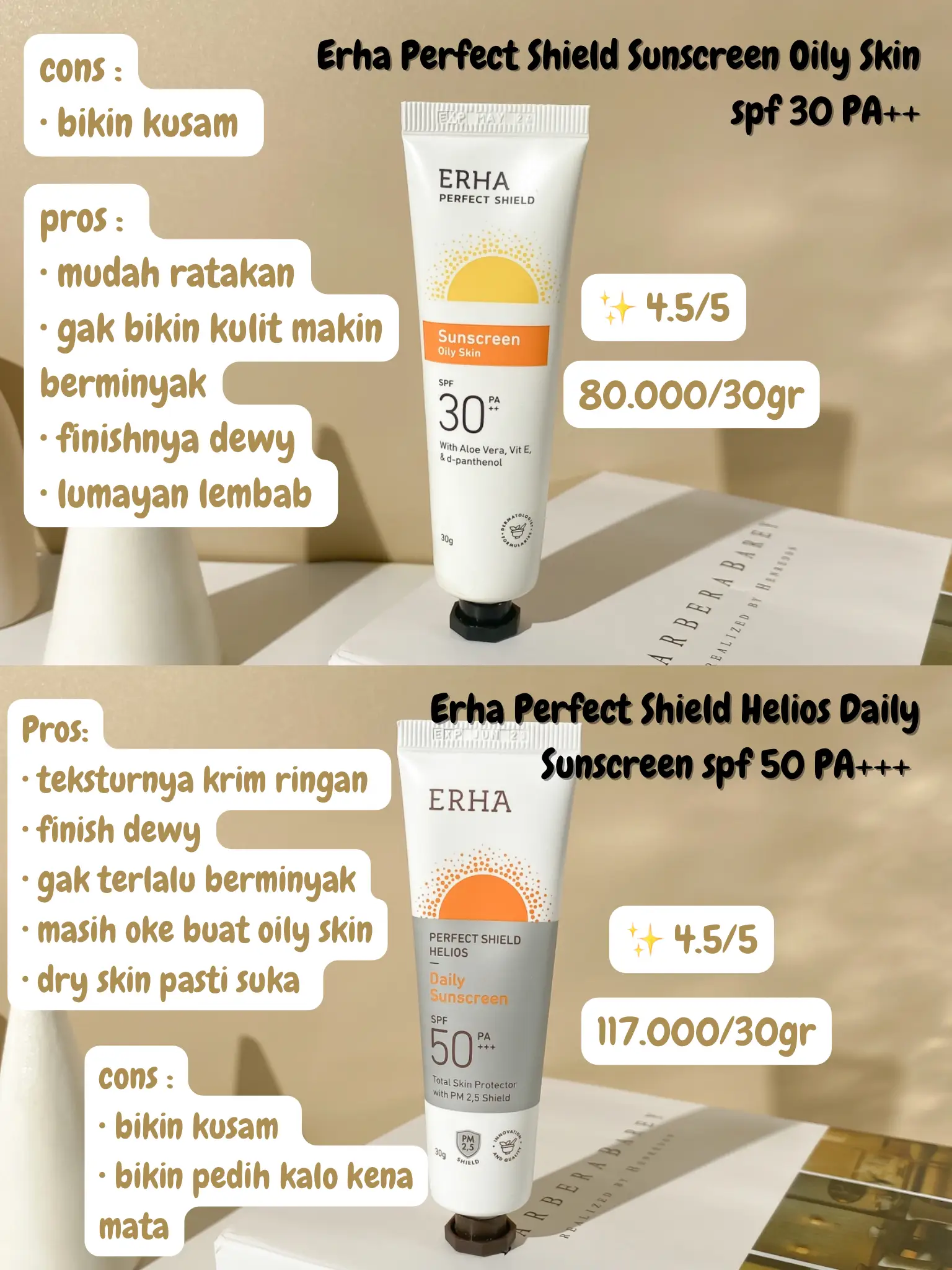 Rate sunscreen one brand : erha! | Galeri diposting oleh evaawrr | Lemon8