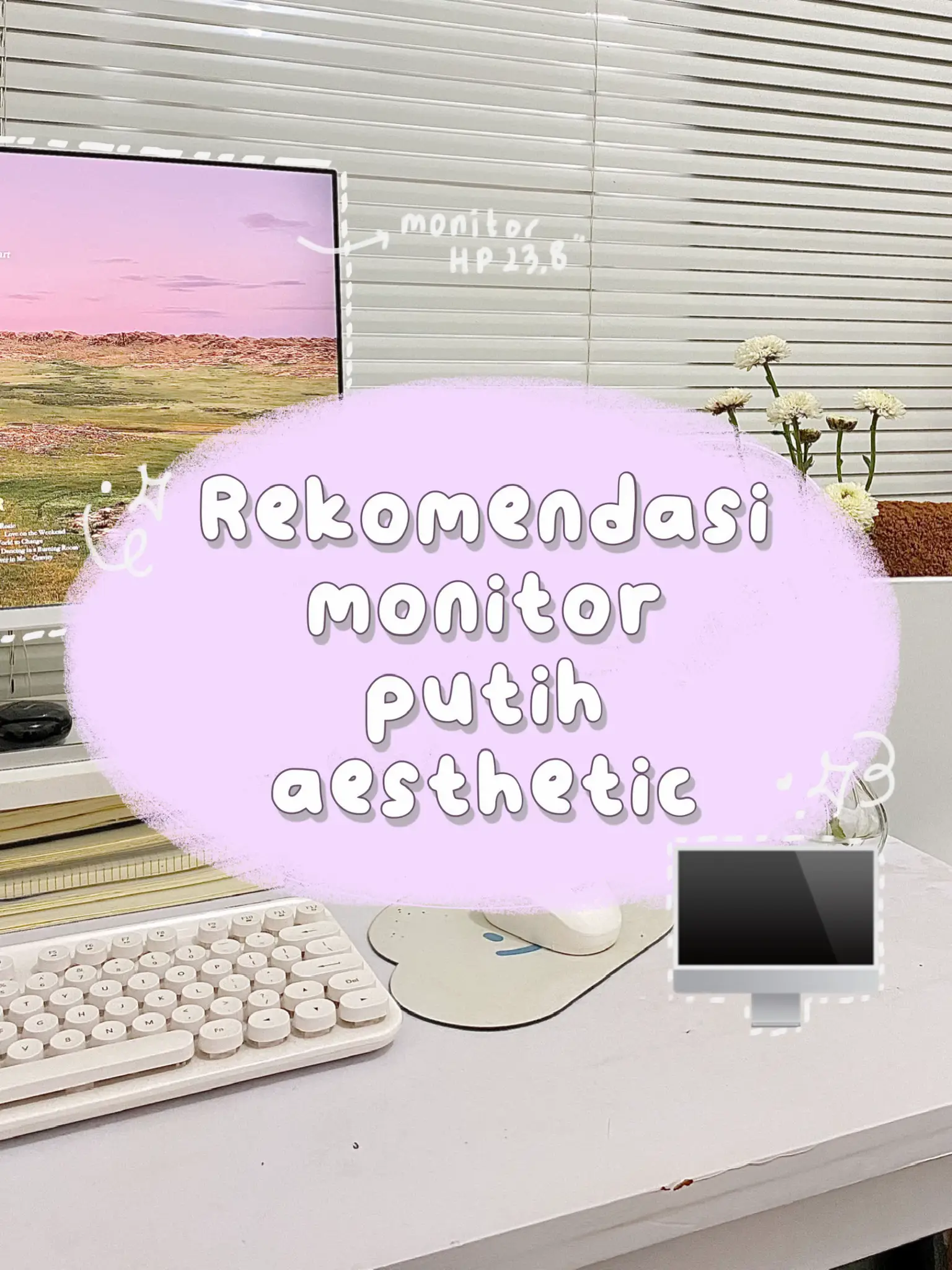 Monitor putih aesthetic buat study space kamu | Galeri diposting oleh ...