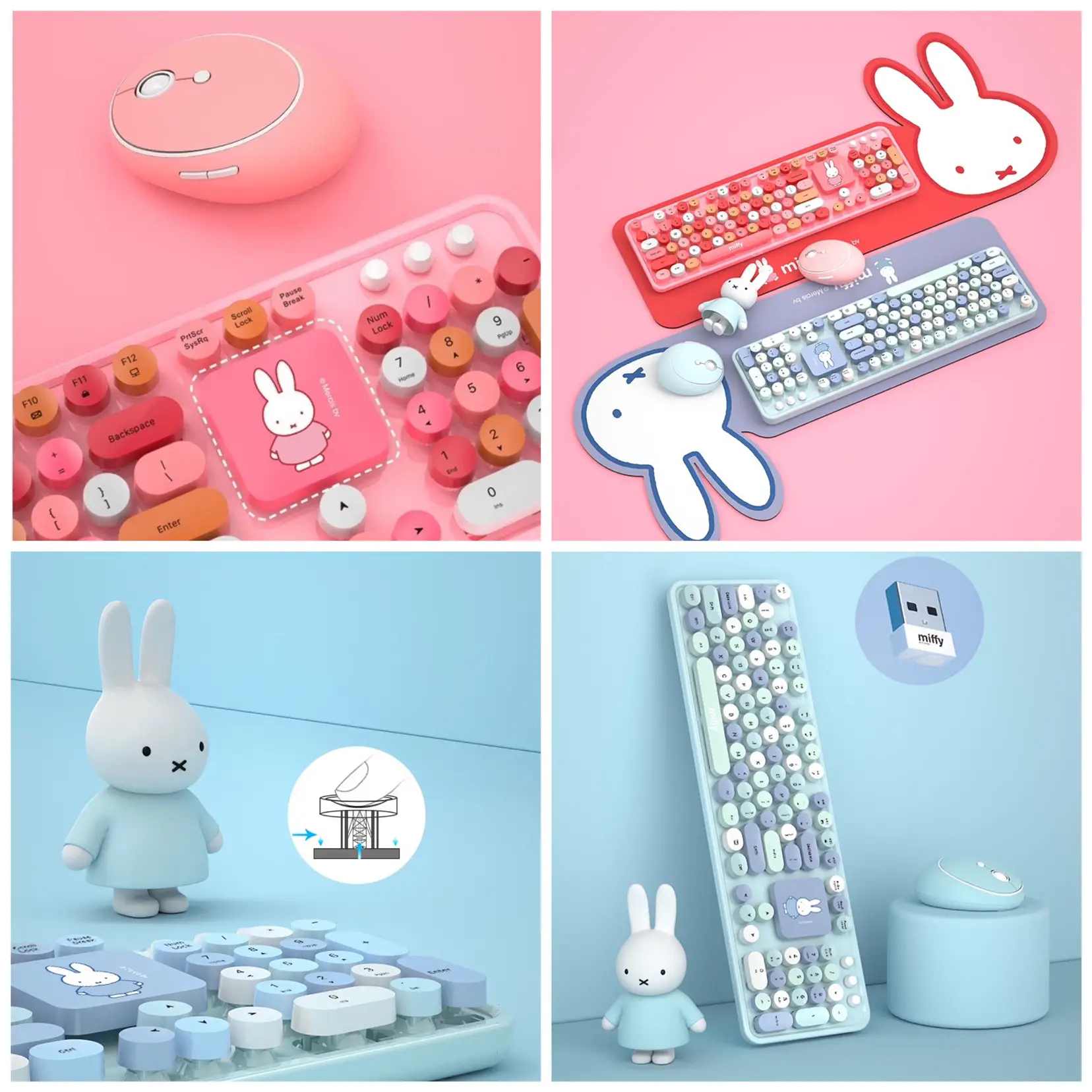คีย์บอร์ดไร้สาย Miffy ครบเซ็ต น่ารัก สีสวยถูกใจมากๆ 😍 | แกลเลอรีที่โพสต์โดย Phim Rawin | Lemon8