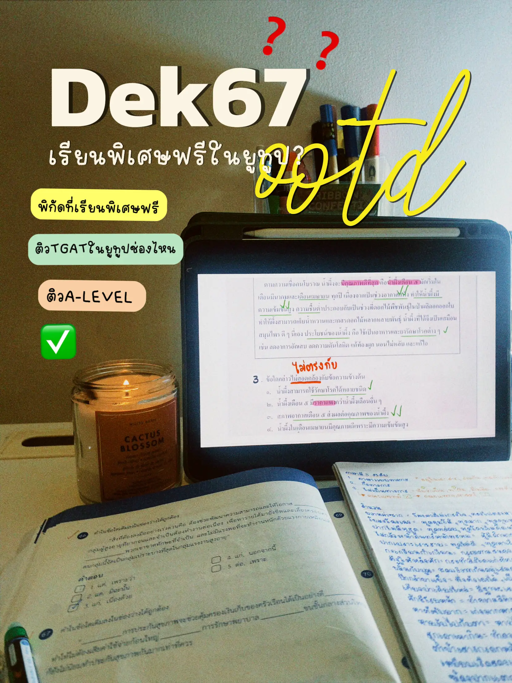 แนะนำยูทูปติวTgat และ. A-LEVEL สำหรับdek67🫵🏻🎀 | แกลเลอรีที่โพสต์โดย บีบี๋ ♡ | Lemon8