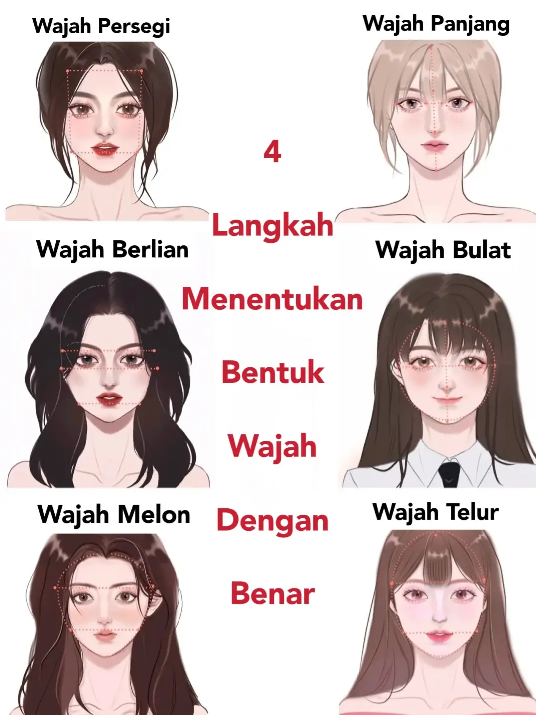 LANGKAH MENENTUKAN BENTUK WAJAH DENGAN BENAR 🍒💞 | Galeri diposting oleh ...