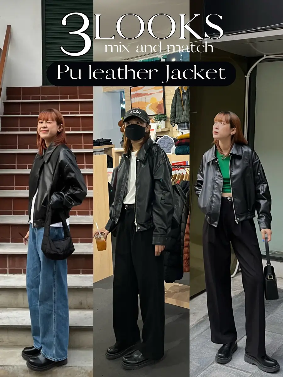 Mix & Match : 3 looks with pu leather jacket🖤🖇️ | Gallery posted by ...