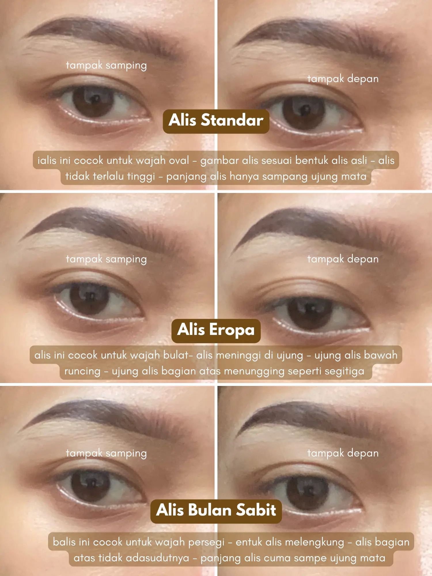 Bentuk alis sesuai bentuk wajah | Galeri diposting oleh Stiamellia | Lemon8