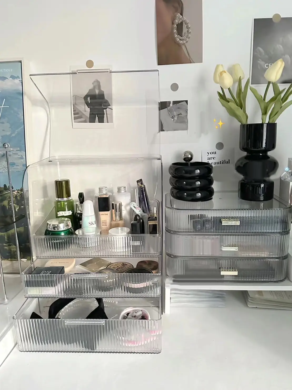 Items Organize Makeup Table with Dust-Proof Skin Care Storage Box🌟 ...