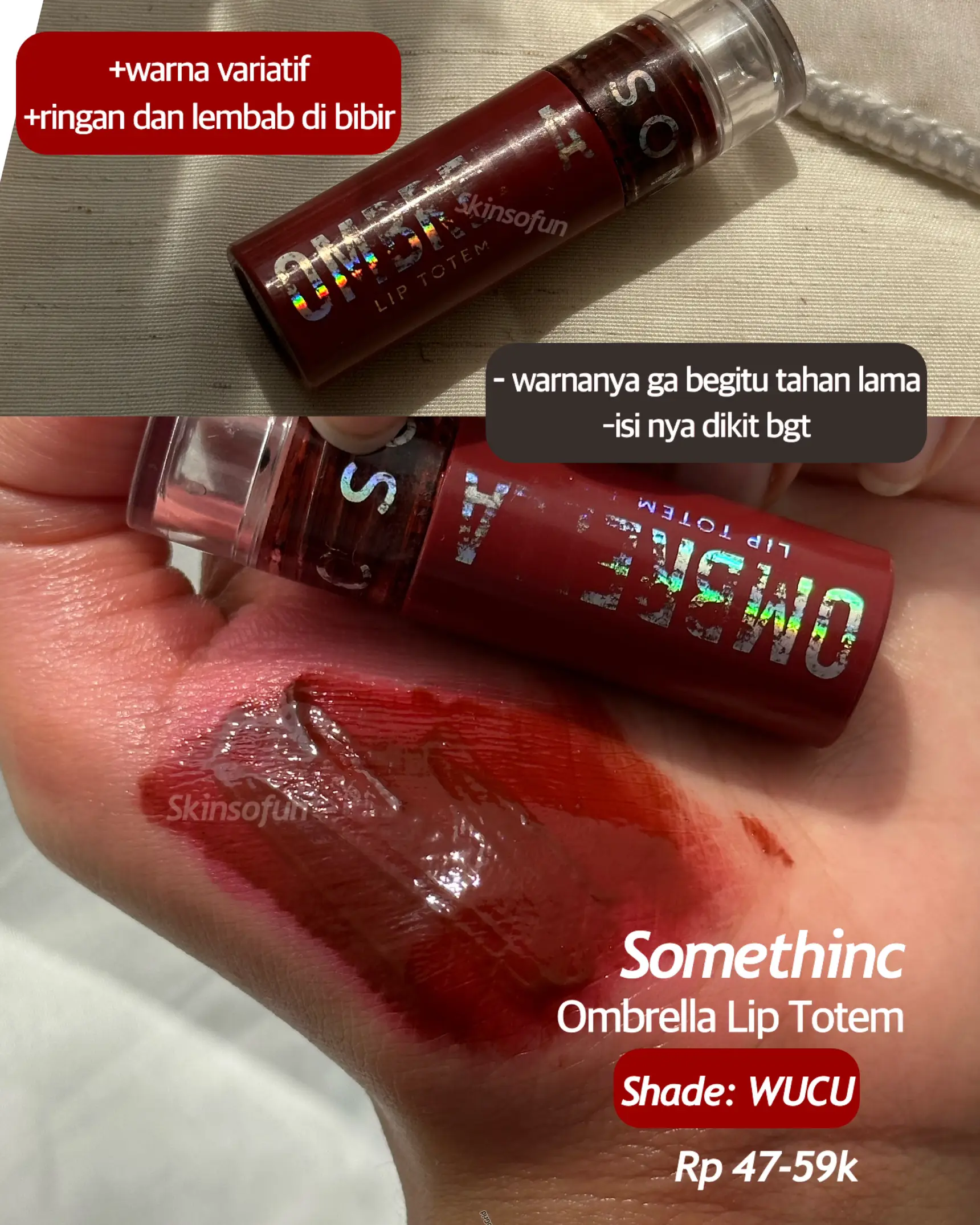 Rekomendasi Red Blood - Red Wine Lip Tint ️ | Galeri diposting oleh SkinSoFun | Lemon8