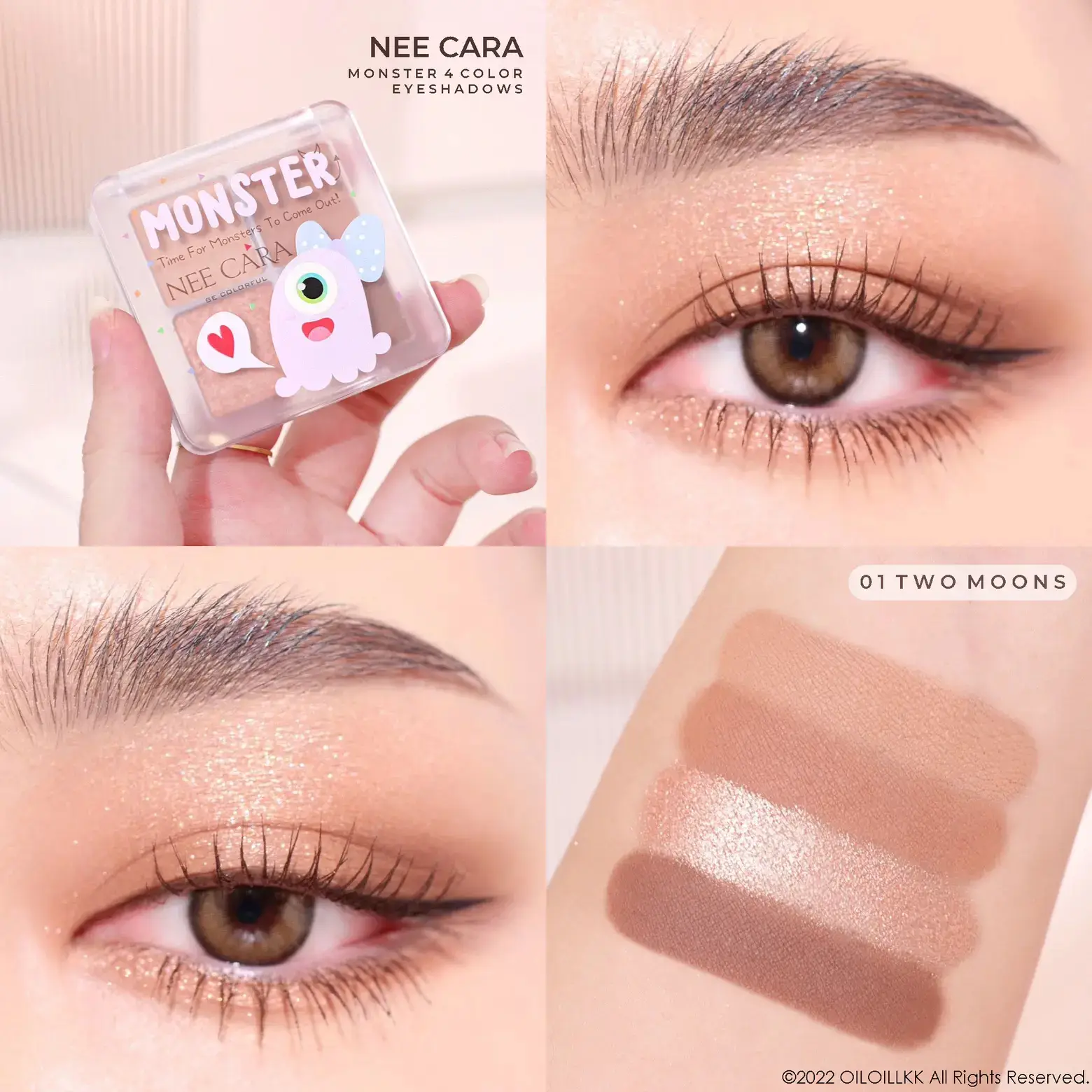 รีวิวอายแชโดว์สุดคิ้วท์ถูกแต่ดี Nee cara Monster 4 Color Eye | แกลเลอรี ...