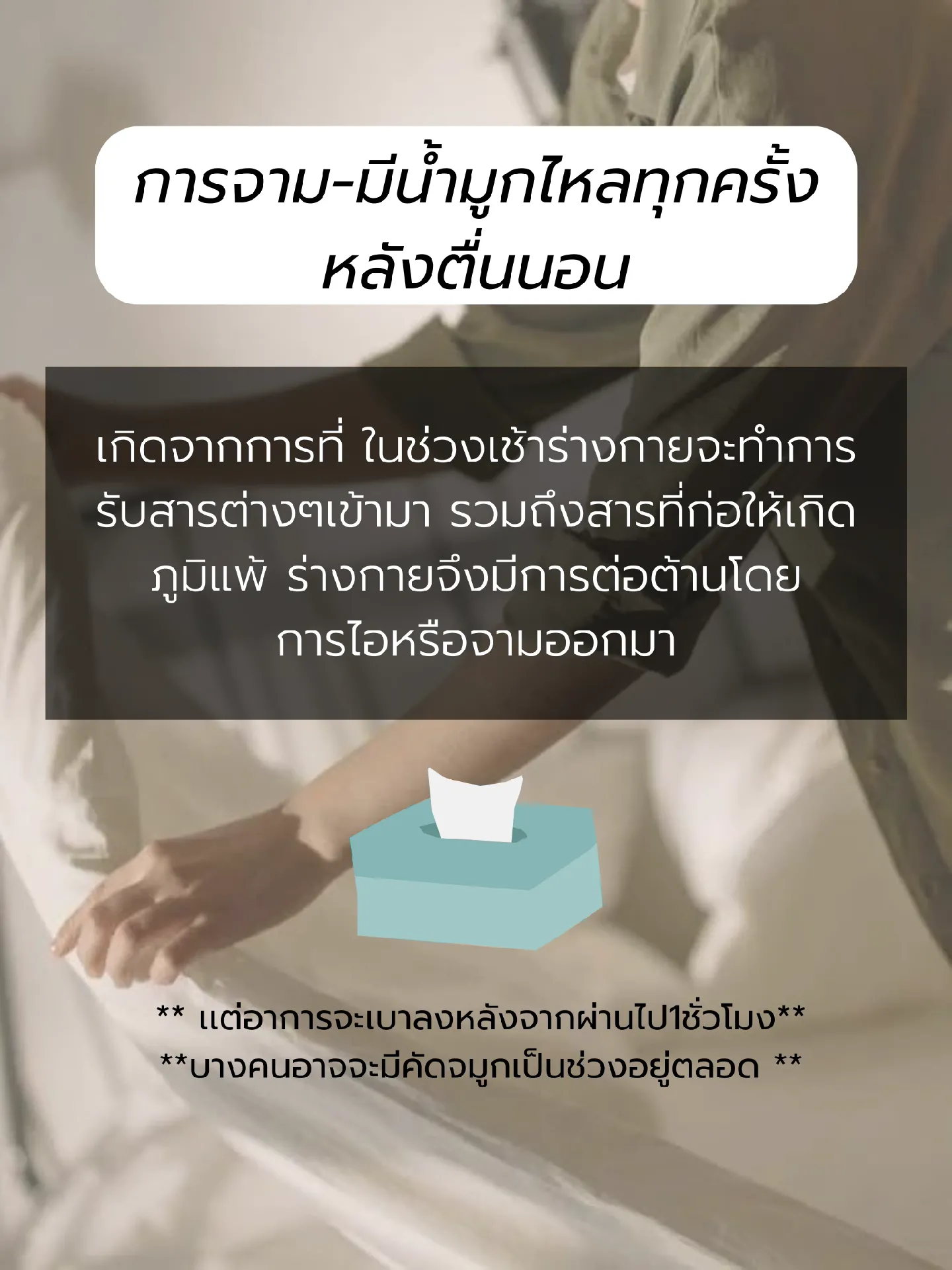 จามทุกครั้งหลังตื่นนอน สัญญาณเตือนว่าเป็นภูมิแพ้🤧😖 | แกลเลอรีที่โพสต์ ...