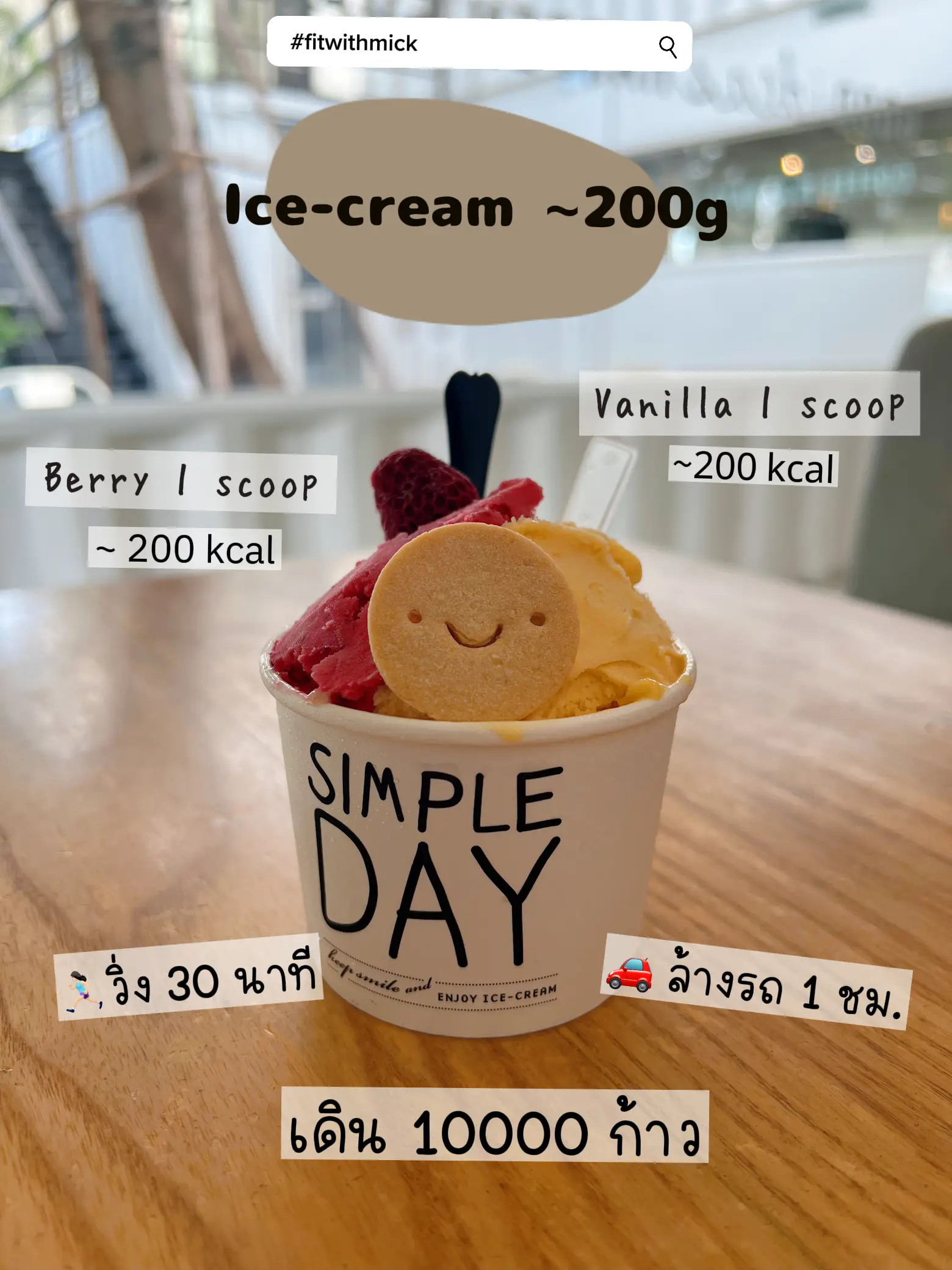 ไอศกรีม 1 ถ้วย กำจัดแคลลอรี่ยังไง?? | แกลเลอรีที่โพสต์โดย Mick Nitjanan | Lemon8