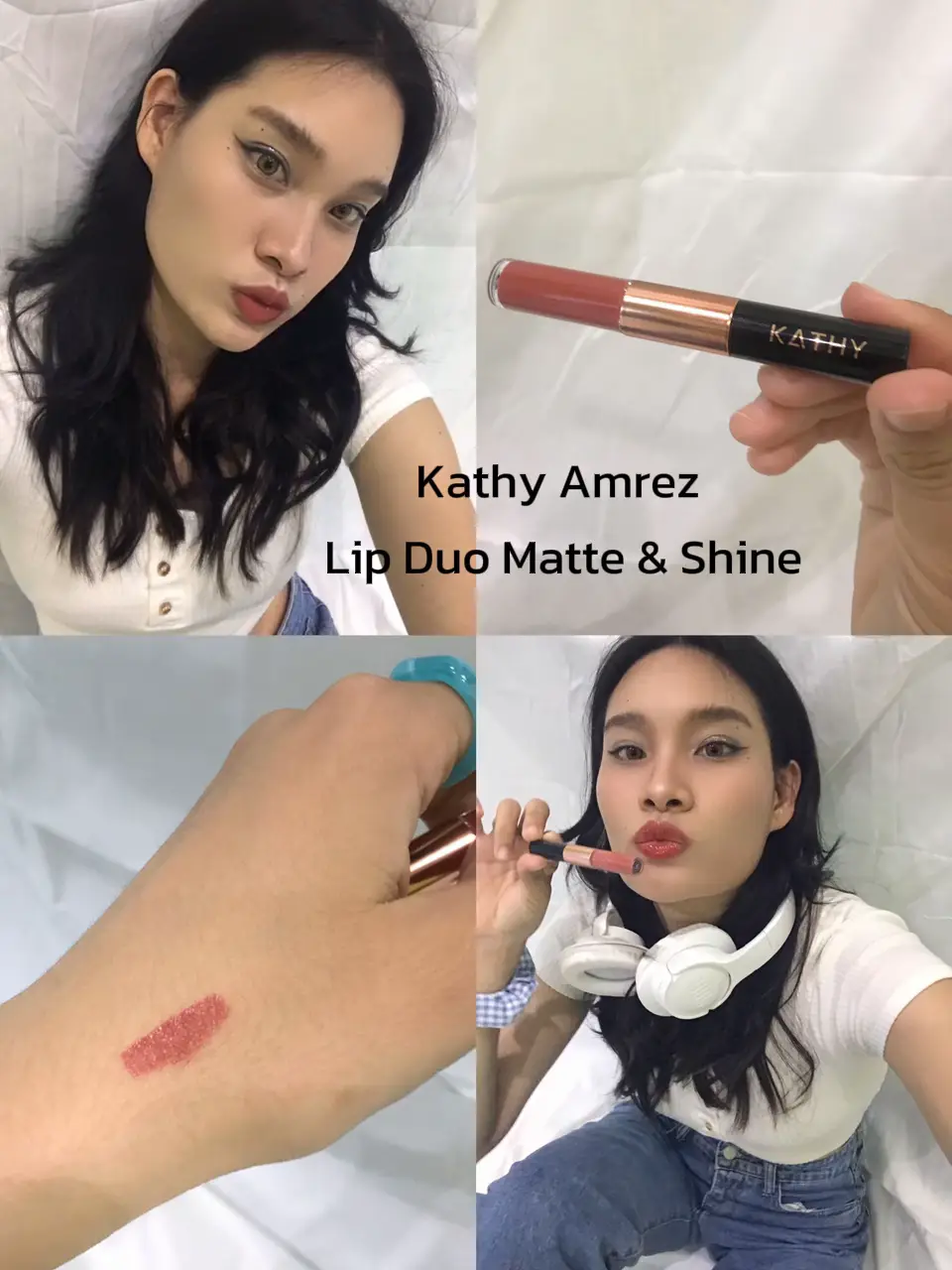 Review Lip Kathy Amrez Lip Duo Matte & Shine 🤍 | แกลเลอรีที่โพสต์โดย Sari L | Lemon8