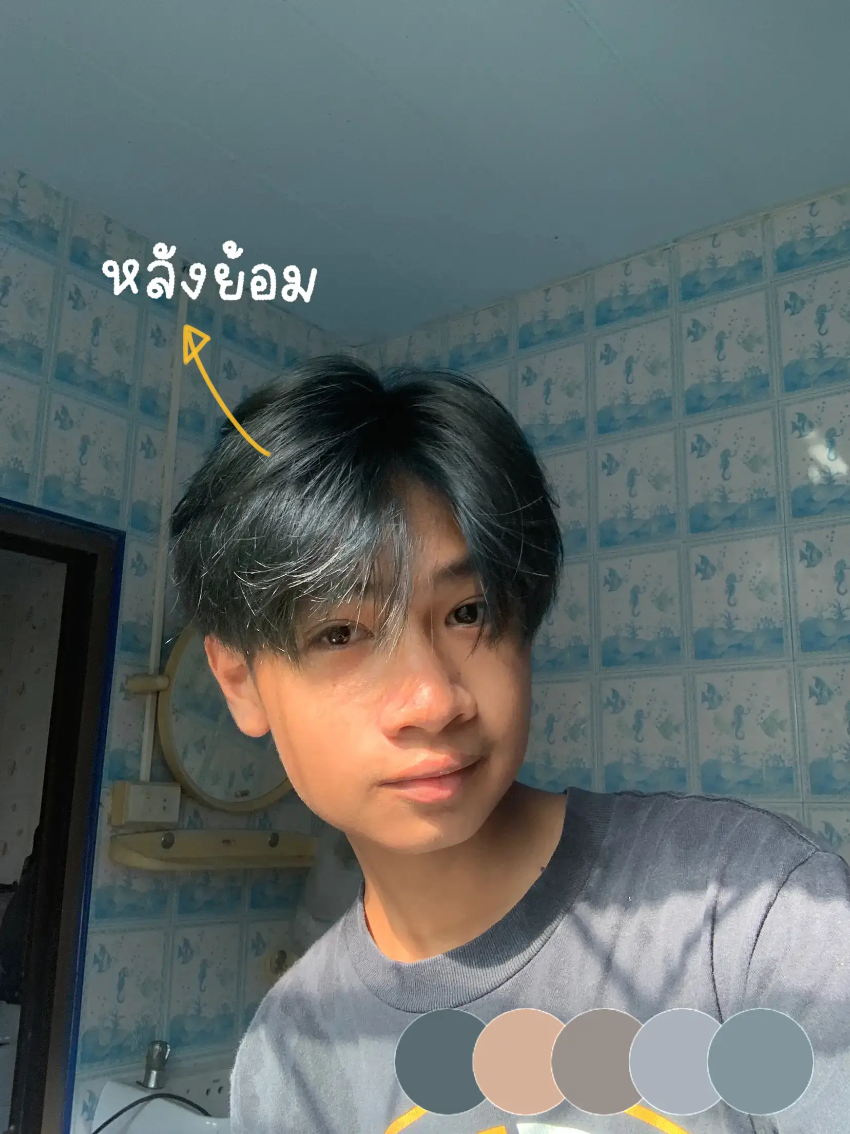 รีวิวย้อมผมสีน้ำเงินแบบไม่กัดสีผม nigao🩵💙 | แกลเลอรีที่โพสต์โดย wtx.nt | Lemon8