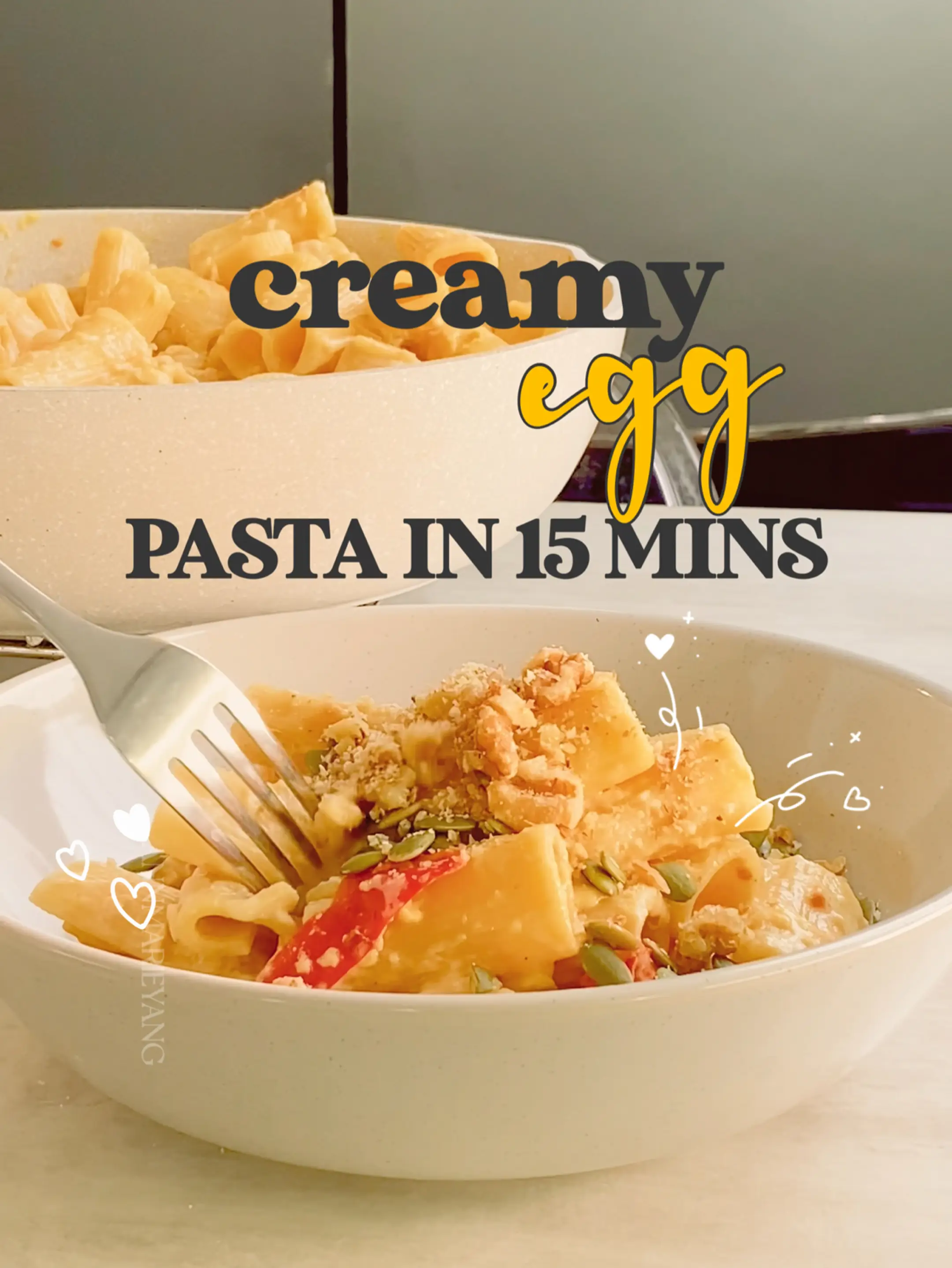 15 mins creamy egg pasta 🍝 | วิดีโอที่เผยแพร่โดย Challe Cafe | Lemon8