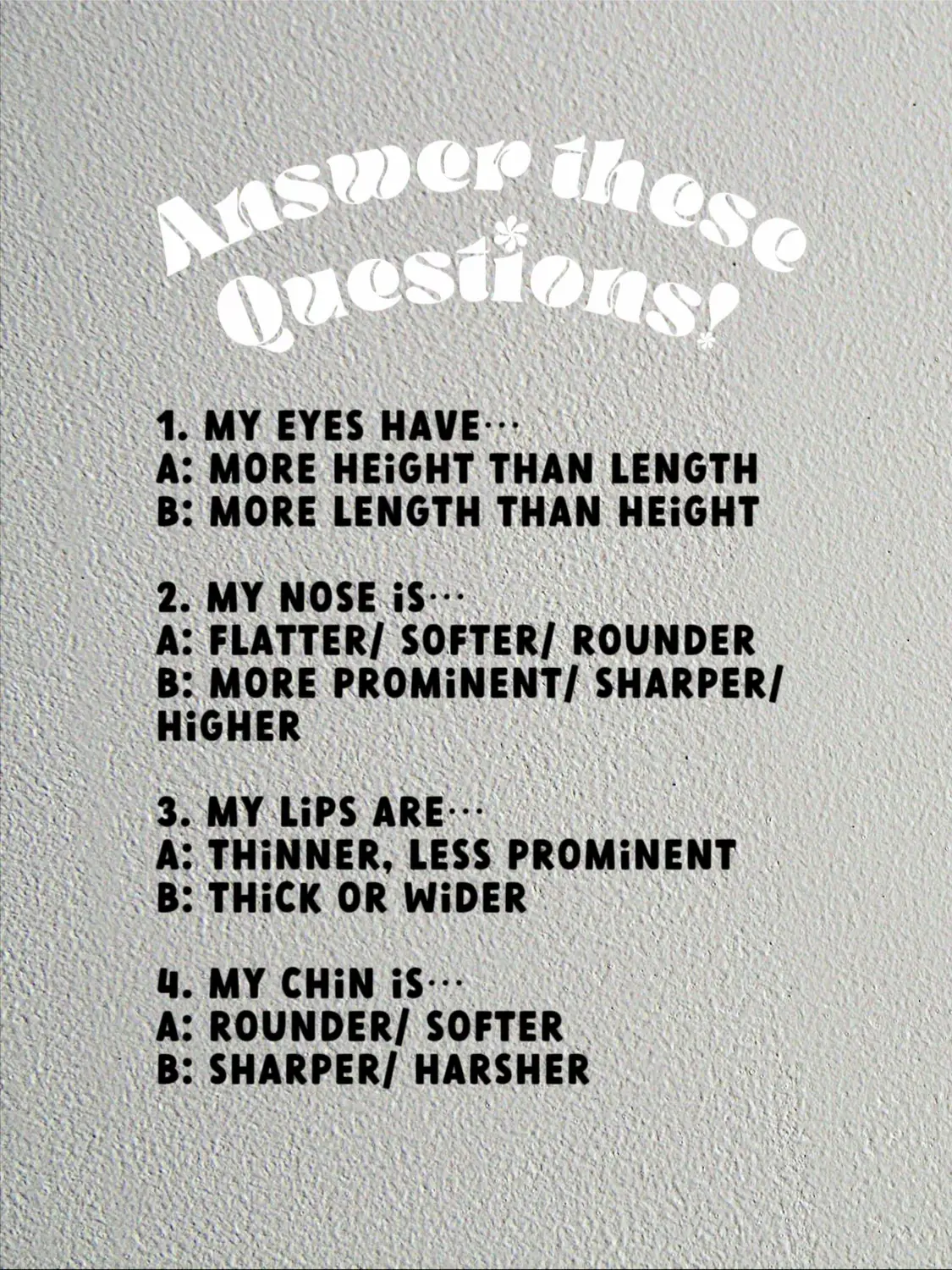 4 questions to find out your face type! 🦊🐰🐱🤍 | Gallery posted by Andrea ...