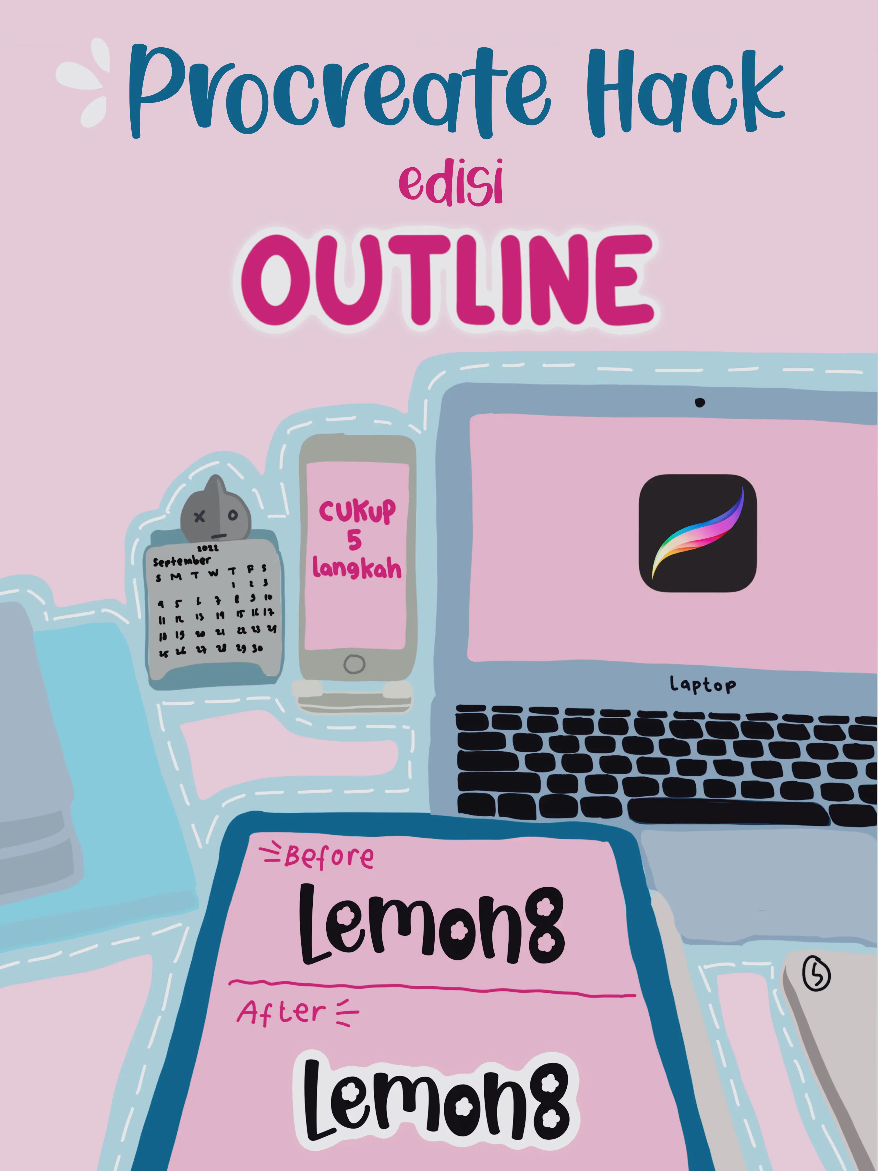 Tips bikin outline ala stiker pake procreate | Galeri diposting oleh Ota_diginote | Lemon8