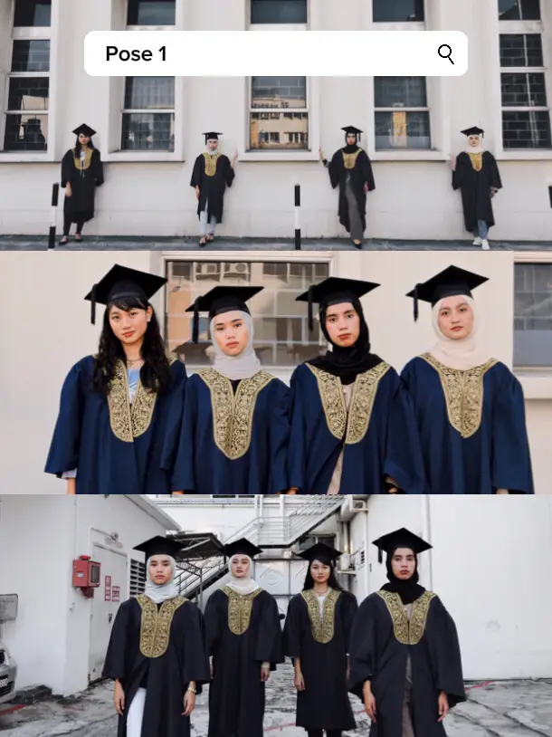 Aesthetic Pre-convo Group Photoshoot/Pose Ideas 📸 | Galeri disiarkan oleh FarahD | Lemon8